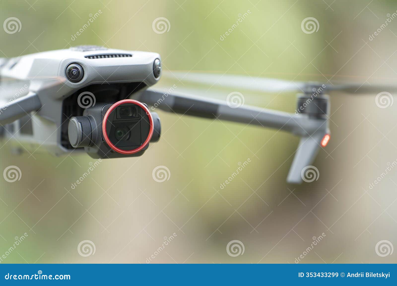 Drone Aircraft with Blurred Fast Rotating Propellers and Video Camera ...