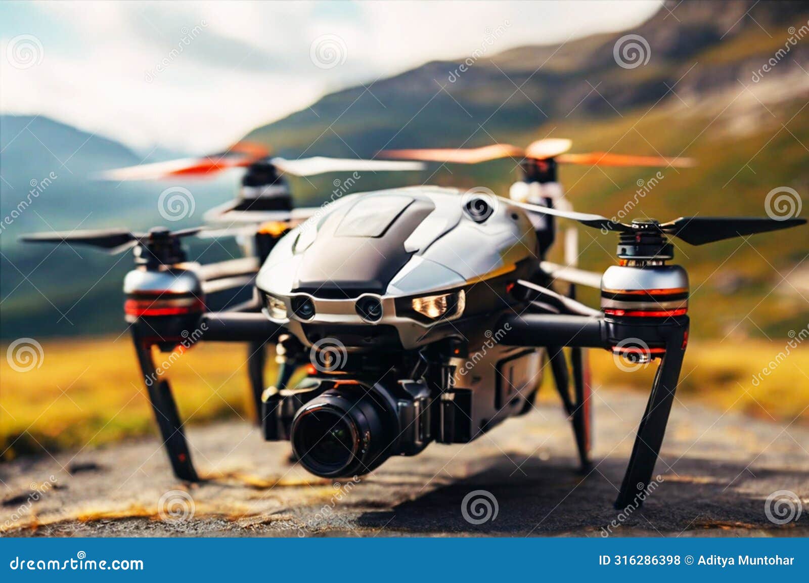 Generative Ai, Drone Aircraft Close Up With Mountain Views In The ...