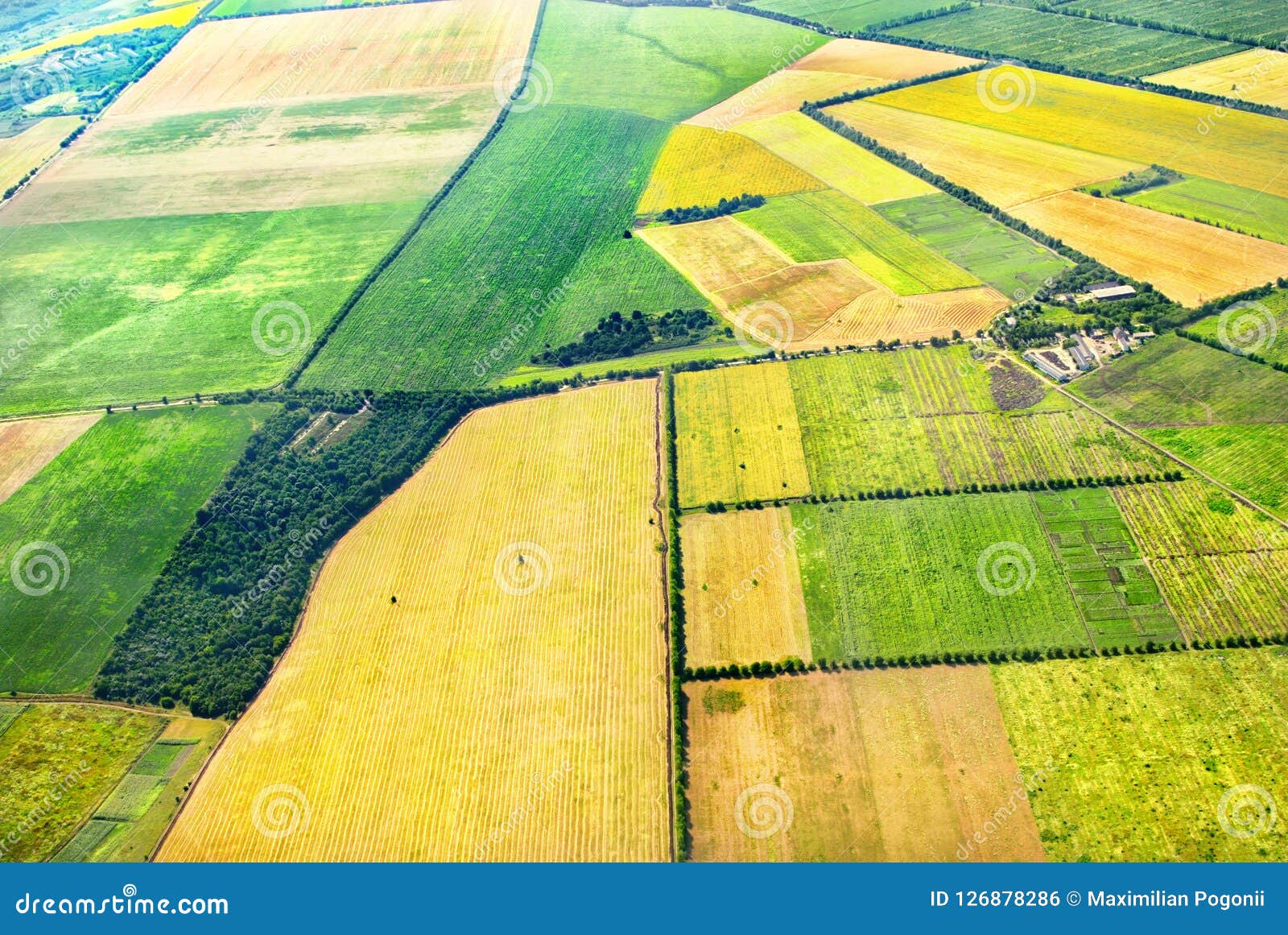 Drone Airview Agriculture Fields Bird View Stock Photo - Image of ...