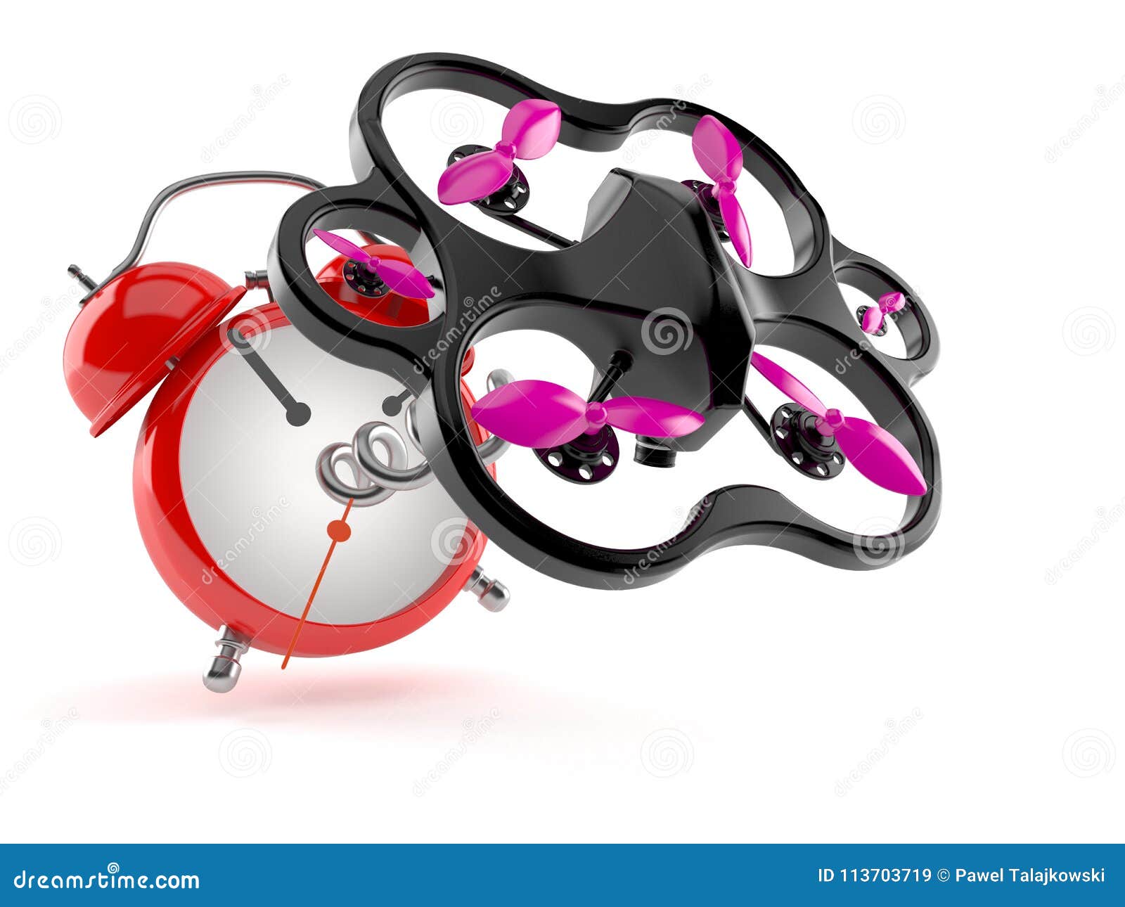 Drone with alarm clock stock illustration. Illustration of drone ...