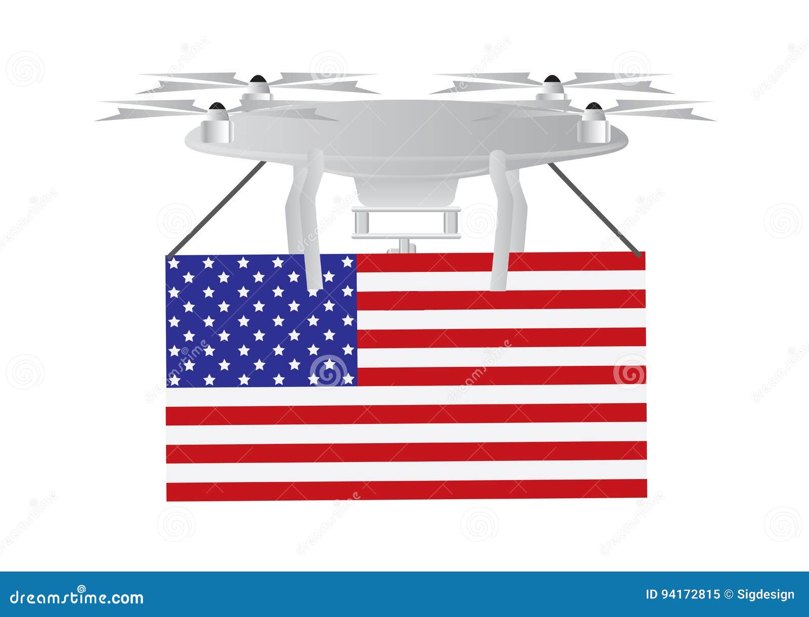 A Drone with the American Flag Stock Vector - Illustration of wireless ...