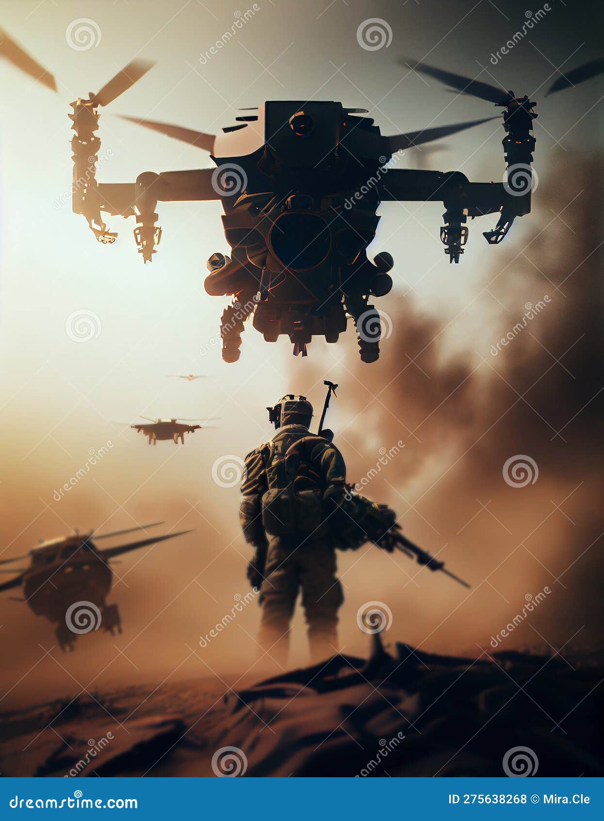 Drone Attack in War Scene, Created with Generative AI Stock ...
