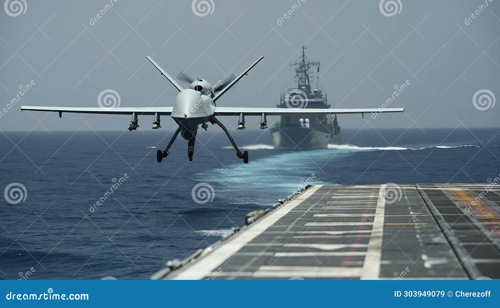 A Drone Attacks a Transport Ship at Sea Stock Image - Image of conflict ...
