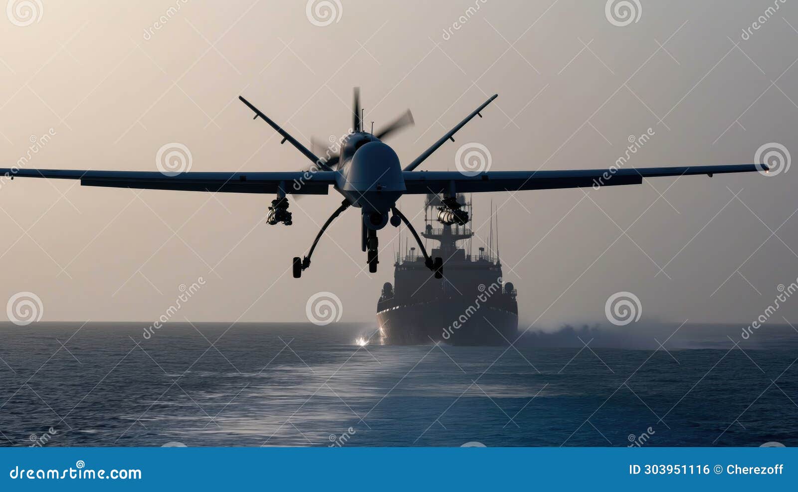 A Drone Attacks a Transport Ship at Sea Stock Photo - Image of ship ...
