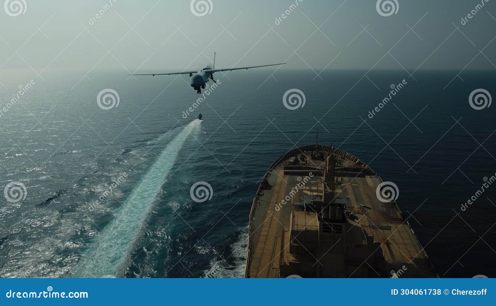 A Drone Attacks a Transport Ship at Sea Stock Photo - Image of iran ...