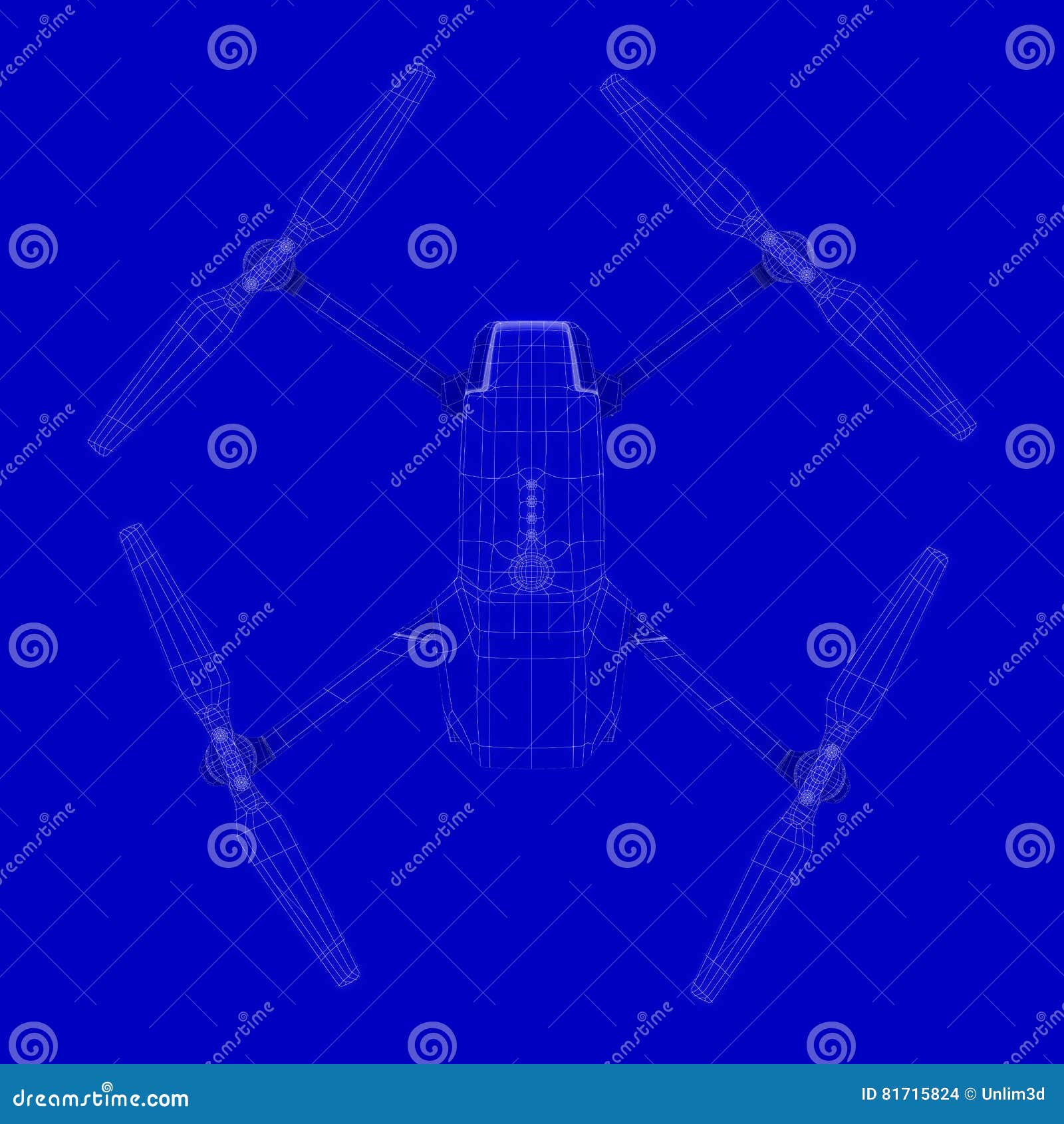 Drone Blueprint. 3d Rendering Stock Illustration - Illustration of ...