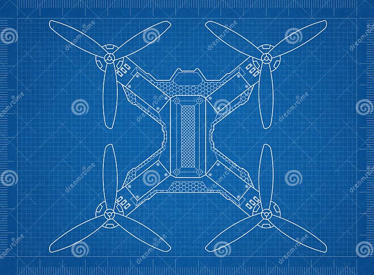 Drone blueprint stock illustration. Illustration of graphic - 88703022