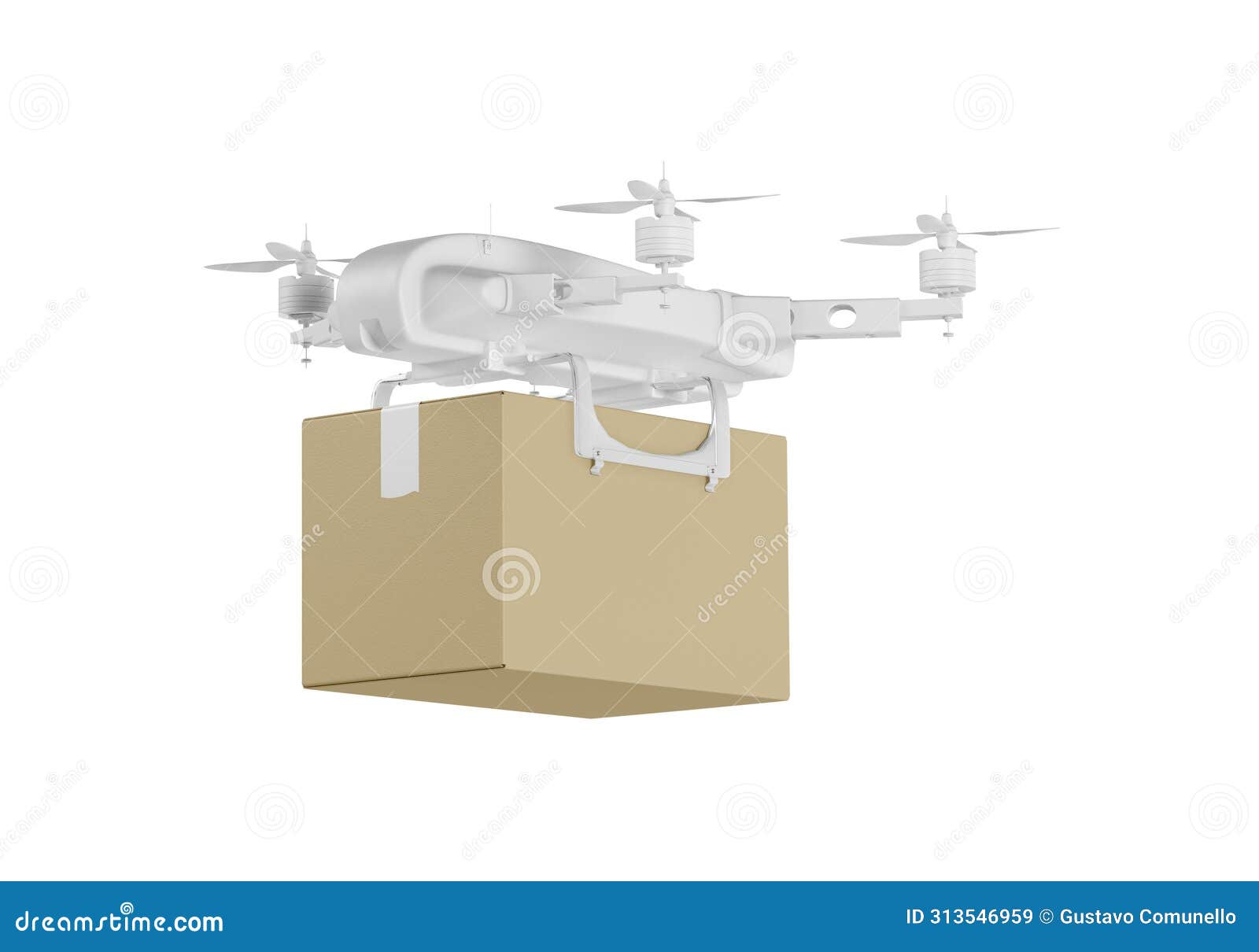 Drone with Box on White Background Stock Illustration - Illustration of ...