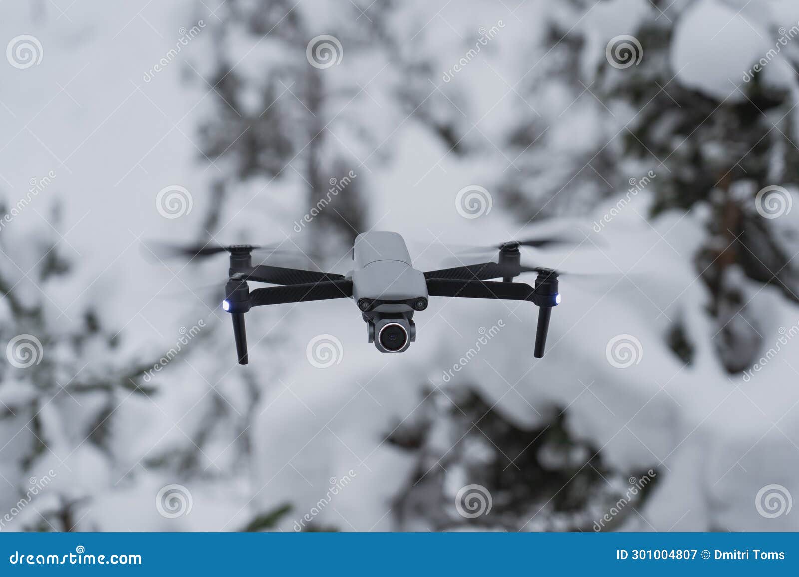Drone with Camera in Flight in Winter Outdoors. Close Up Stock Image ...
