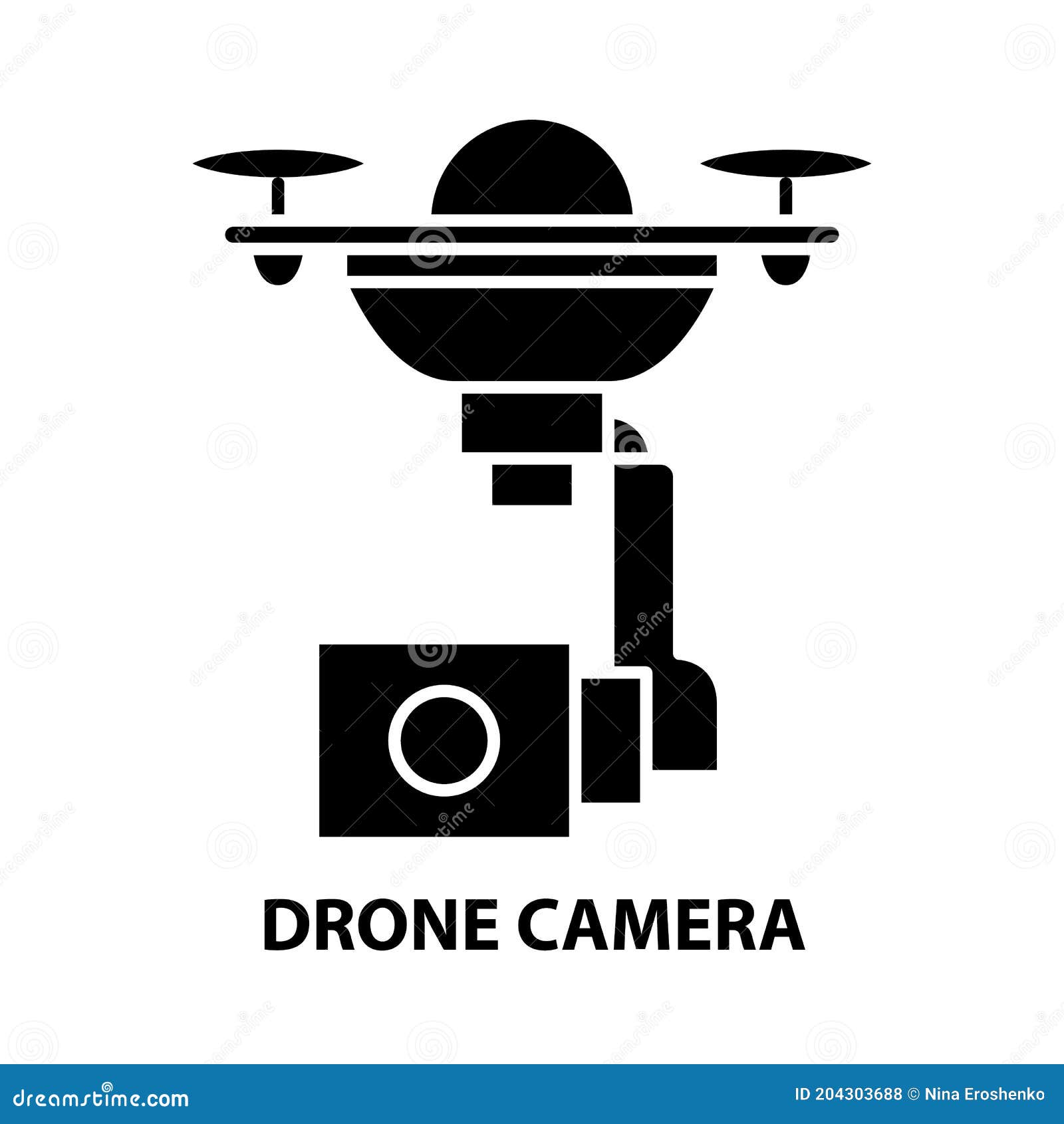 Drone Camera Icon, Black Vector Sign with Editable Strokes, Concept ...