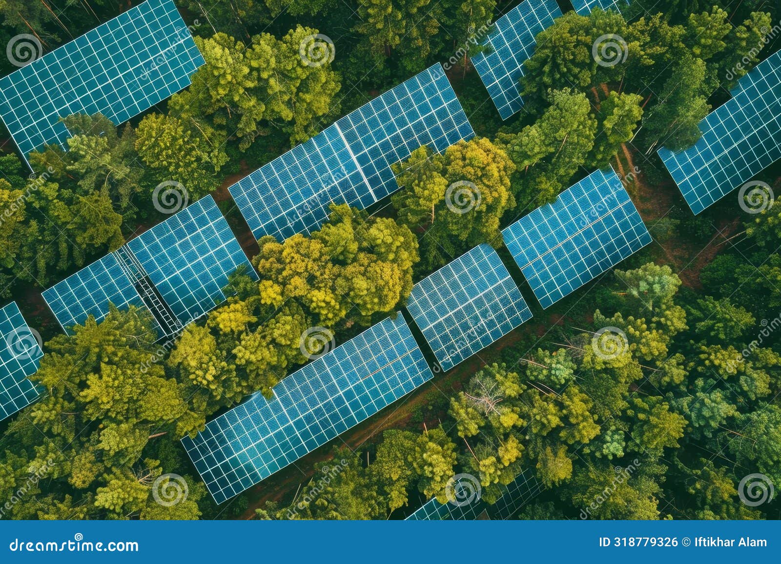 A Drone Captures Solar Panels Installed in a Dense Forest Area, Conduct ...