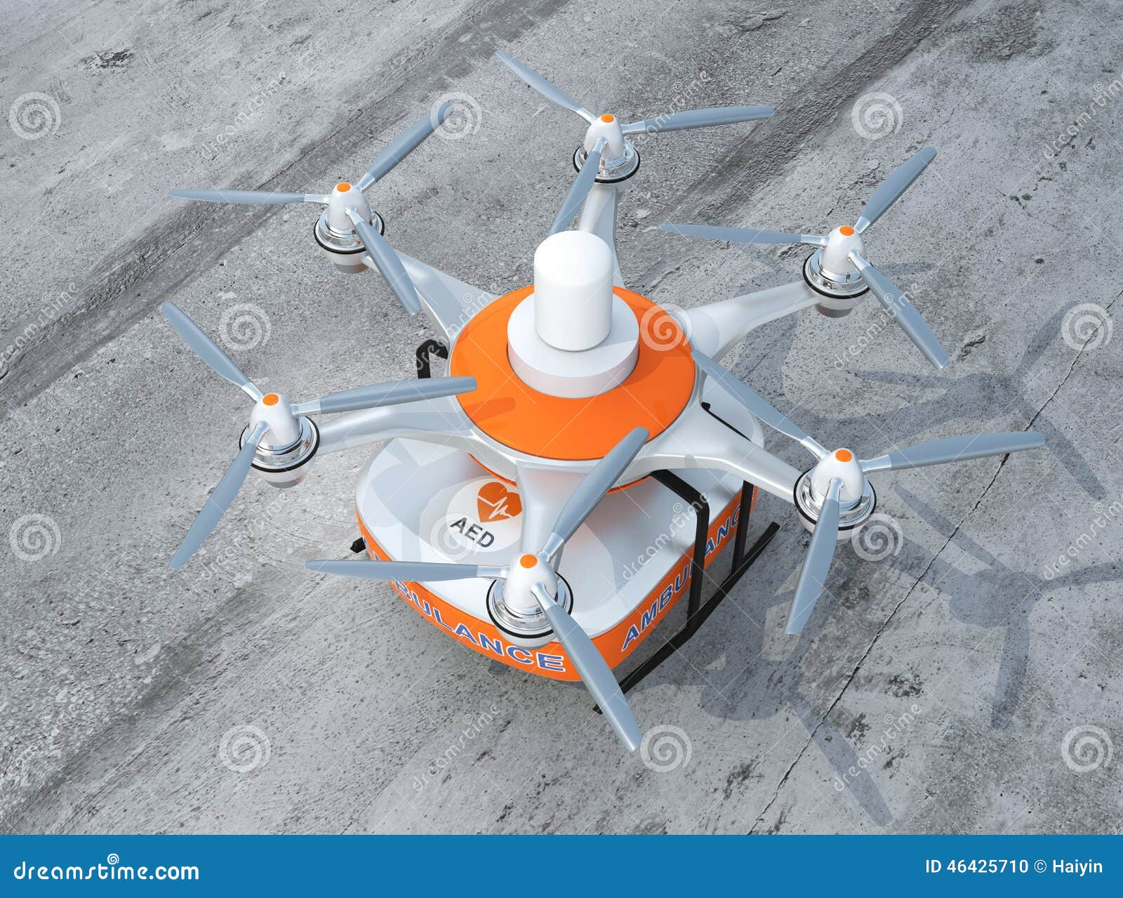 Drone Carrying AED Medical Kit Waiting for Flight Stock Illustration ...