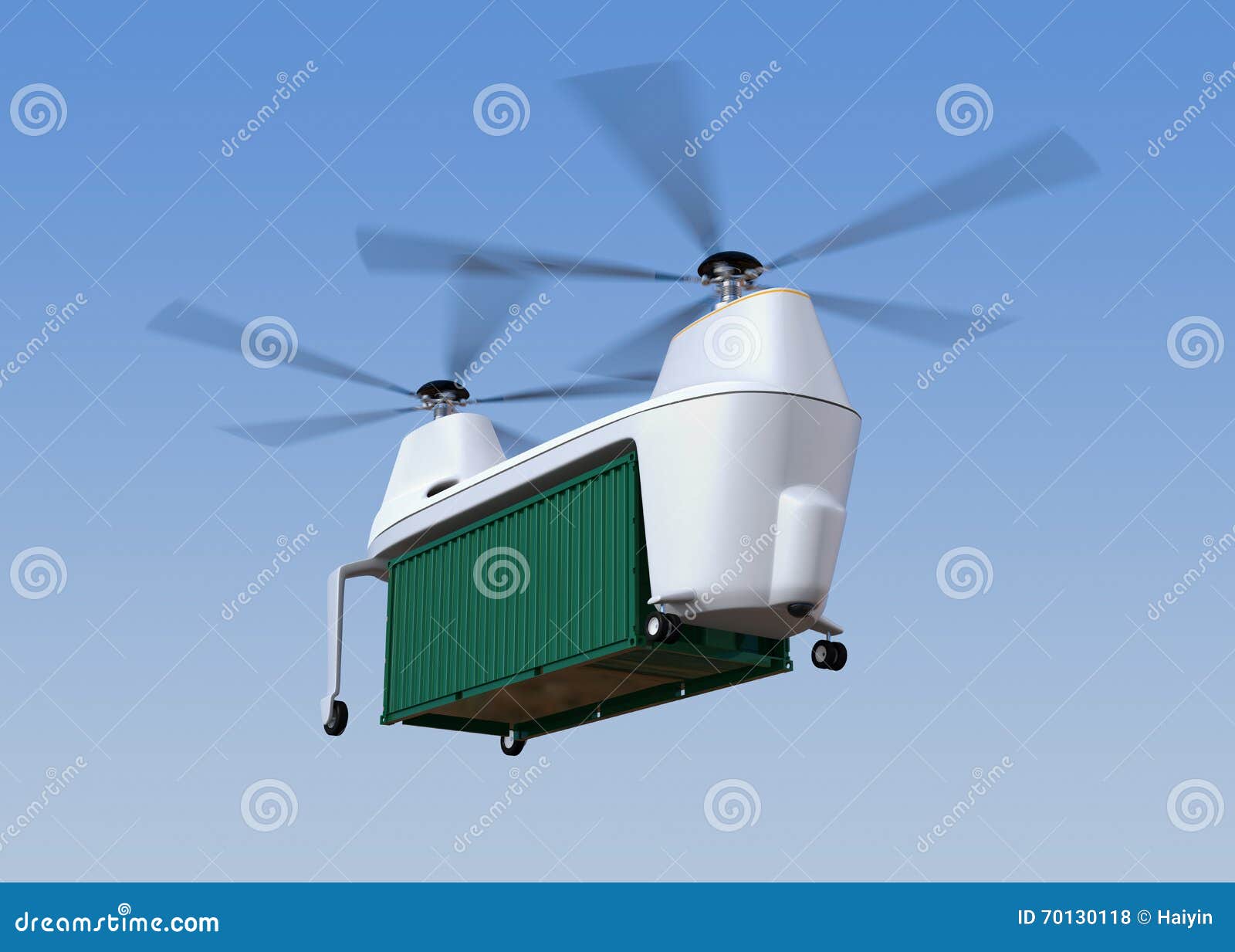 Drone Carrying Cargo Container Flying in the Sky Stock Illustration ...