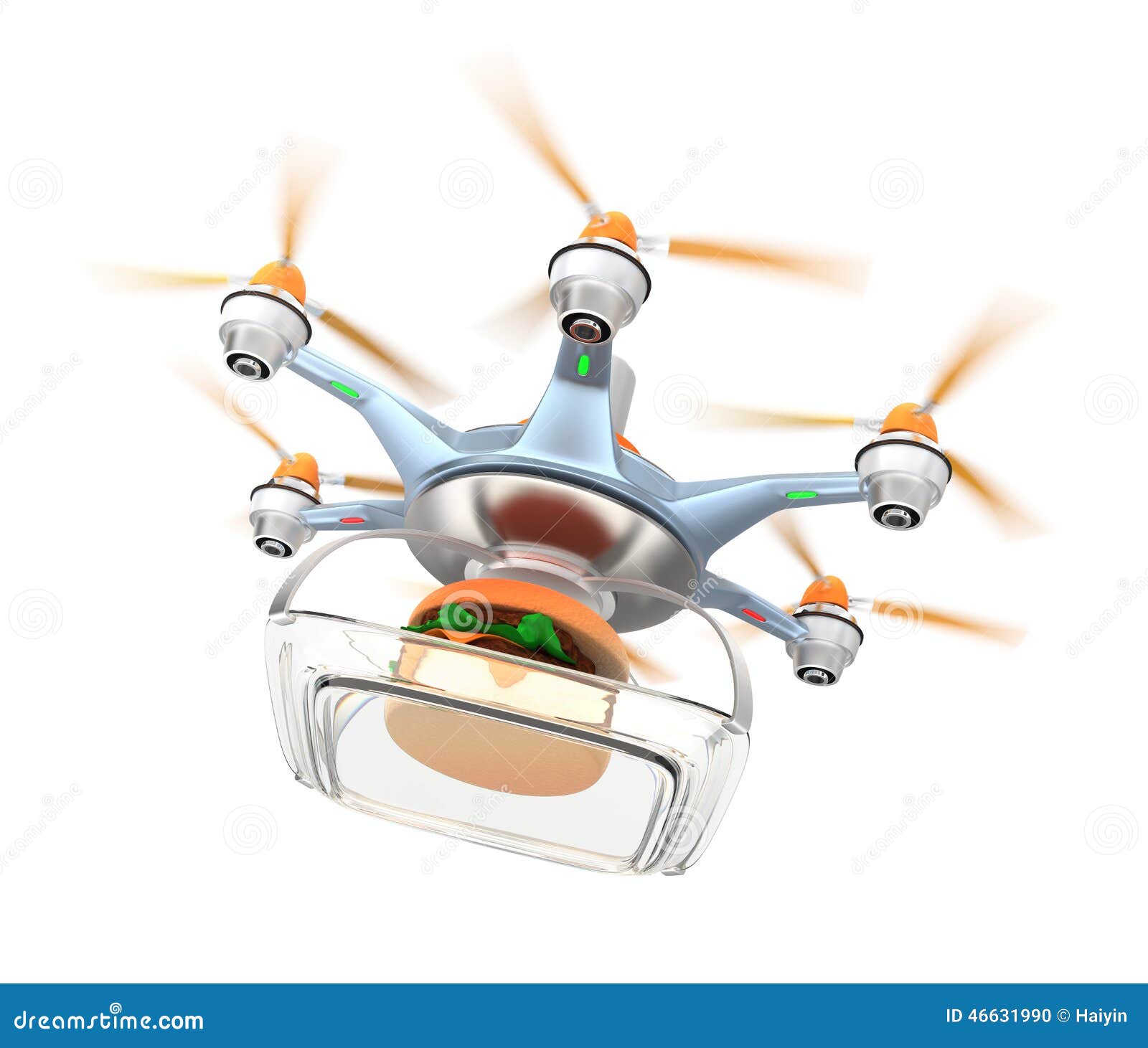 Drone Carrying Hamburger for Fast Food Delivery Concept Stock Photo ...
