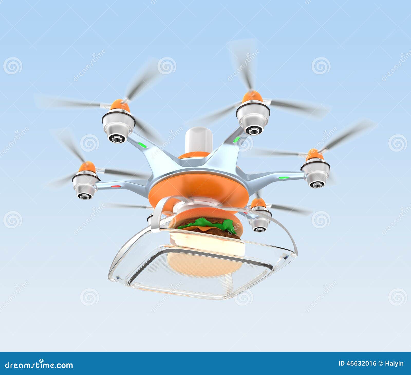 Drone Carrying Hamburger for Fast Food Delivery Concept Stock Photo ...