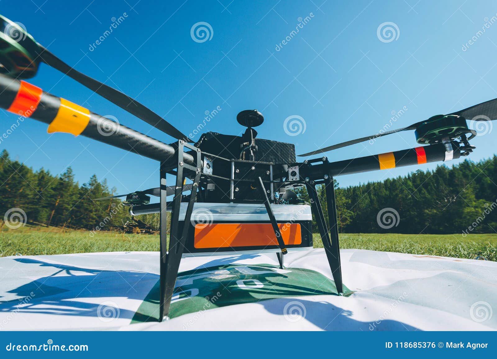 Drone carrying package stock photo. Image of technology - 118685376