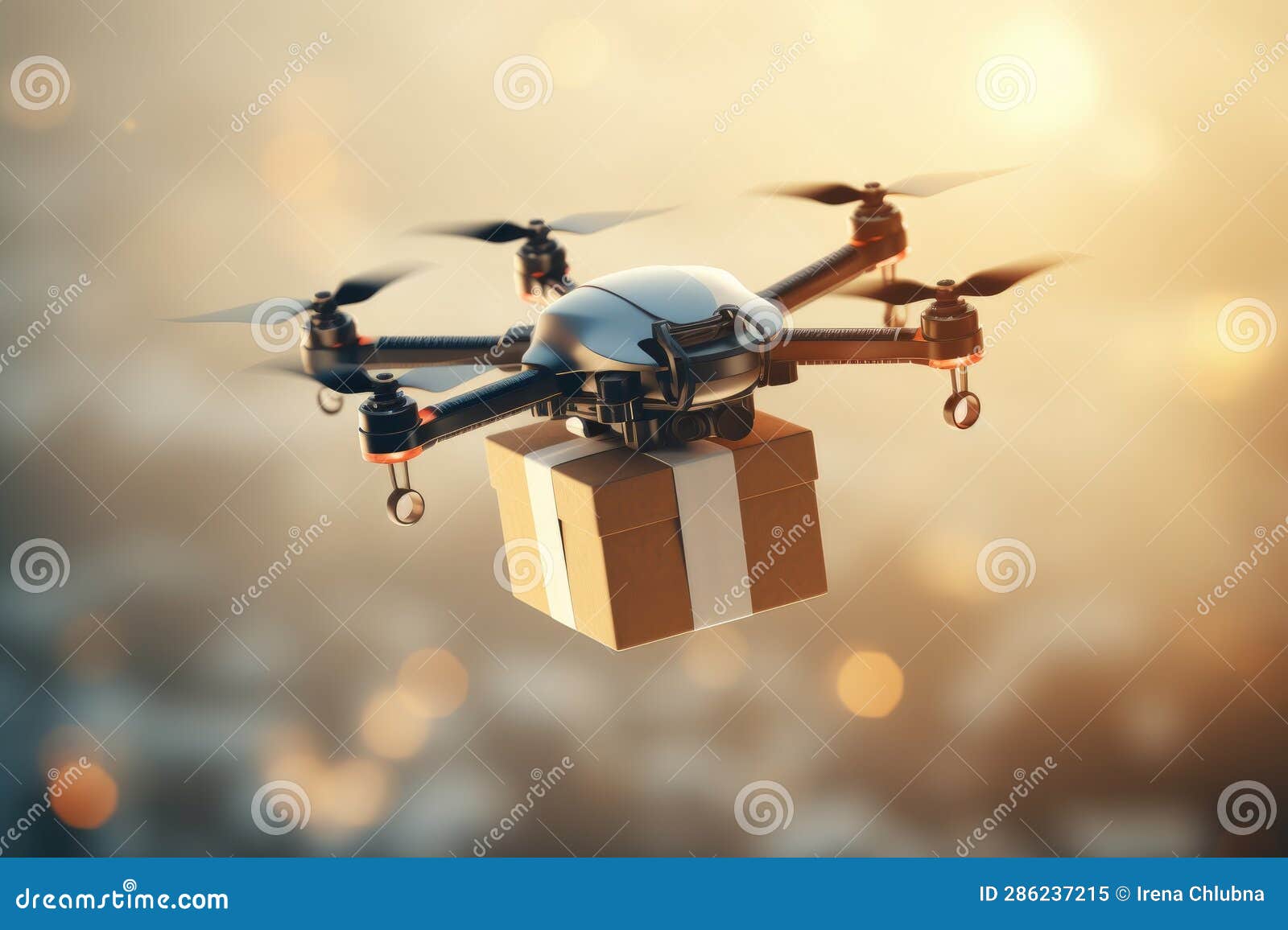 A Drone Carrying a Package Ready for Delivery Stock Illustration ...
