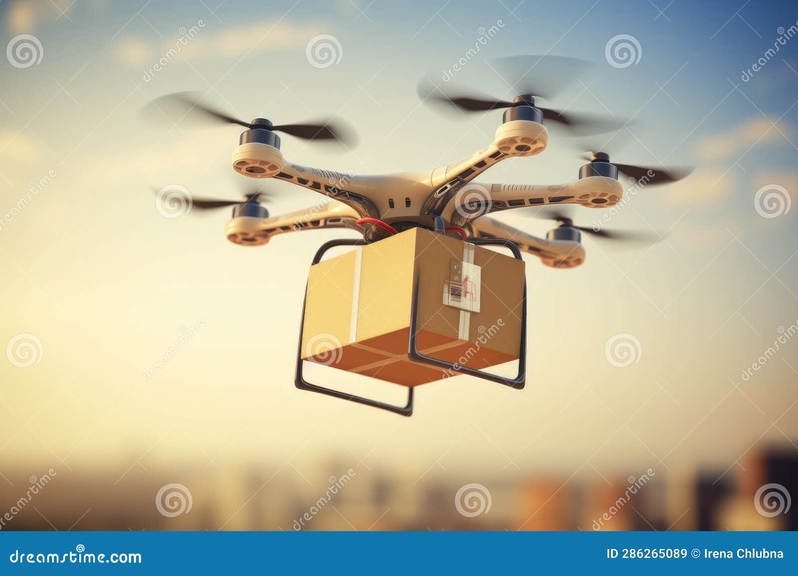 A Drone Carrying a Package Ready for Delivery Stock Illustration ...