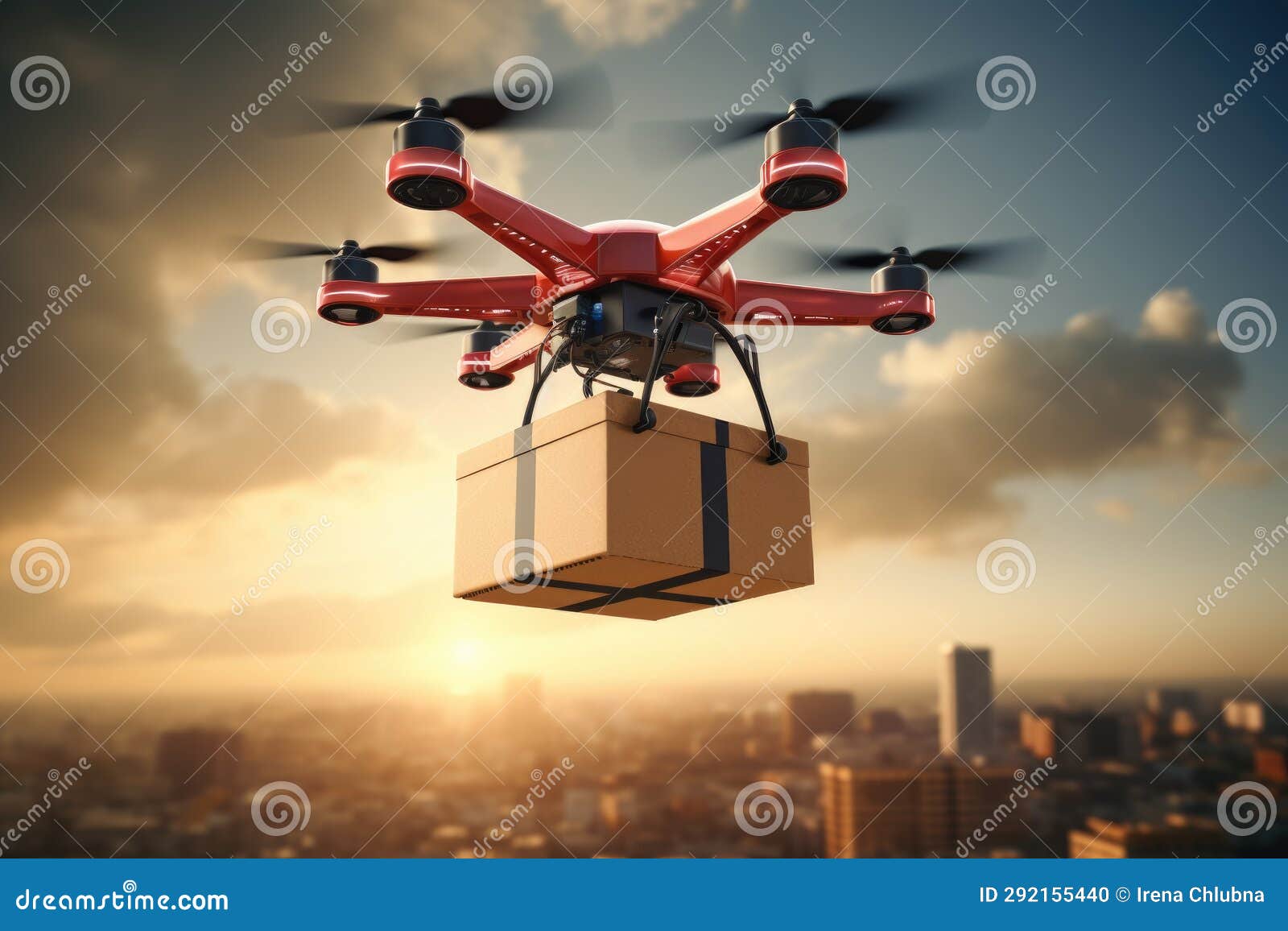 A Drone Carrying a Package Ready for Delivery Stock Illustration ...