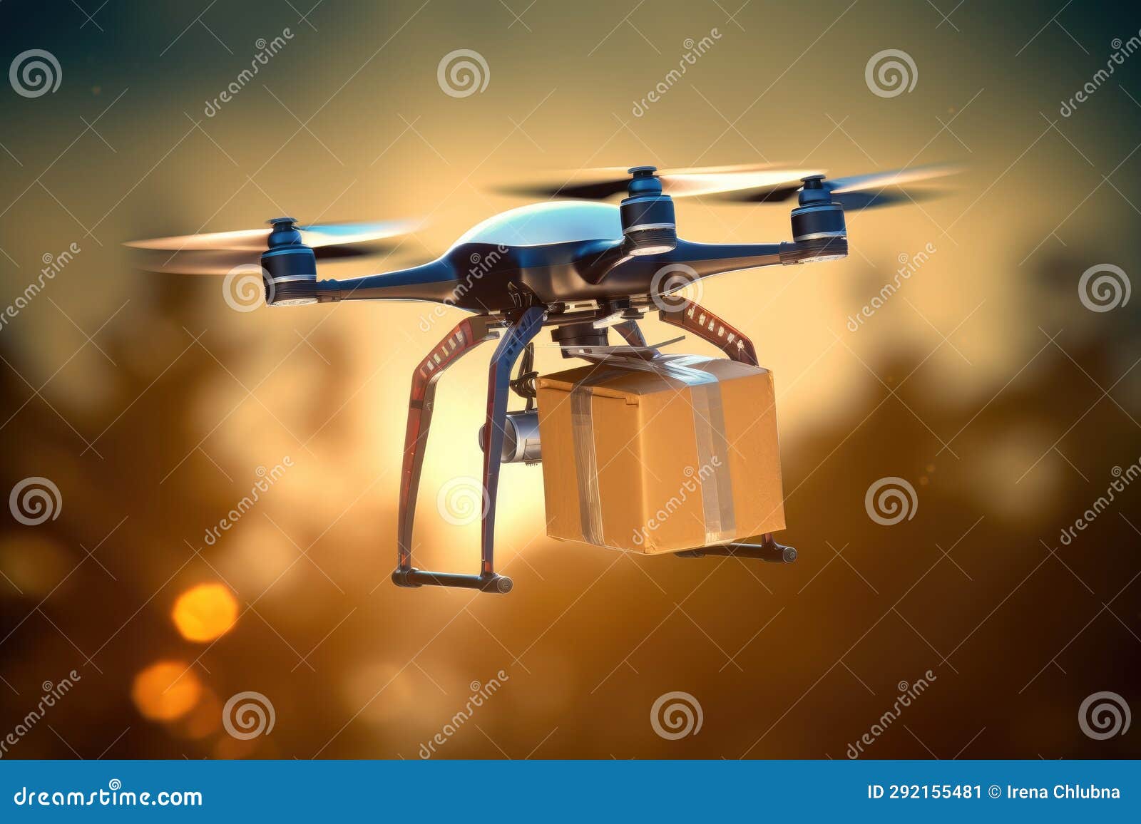 A Drone Carrying a Package Ready for Delivery Stock Illustration ...