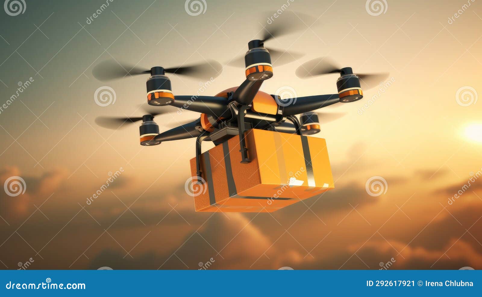 A Drone Carrying a Package Ready for Delivery Stock Illustration ...