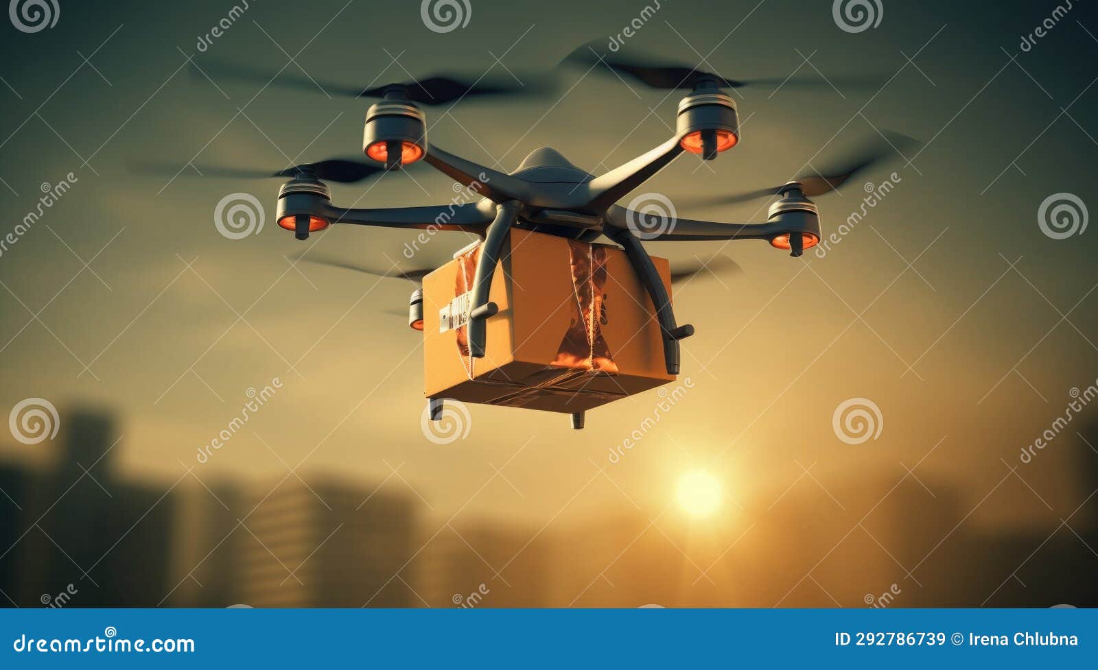 A Drone Carrying a Package Ready for Delivery Stock Illustration ...