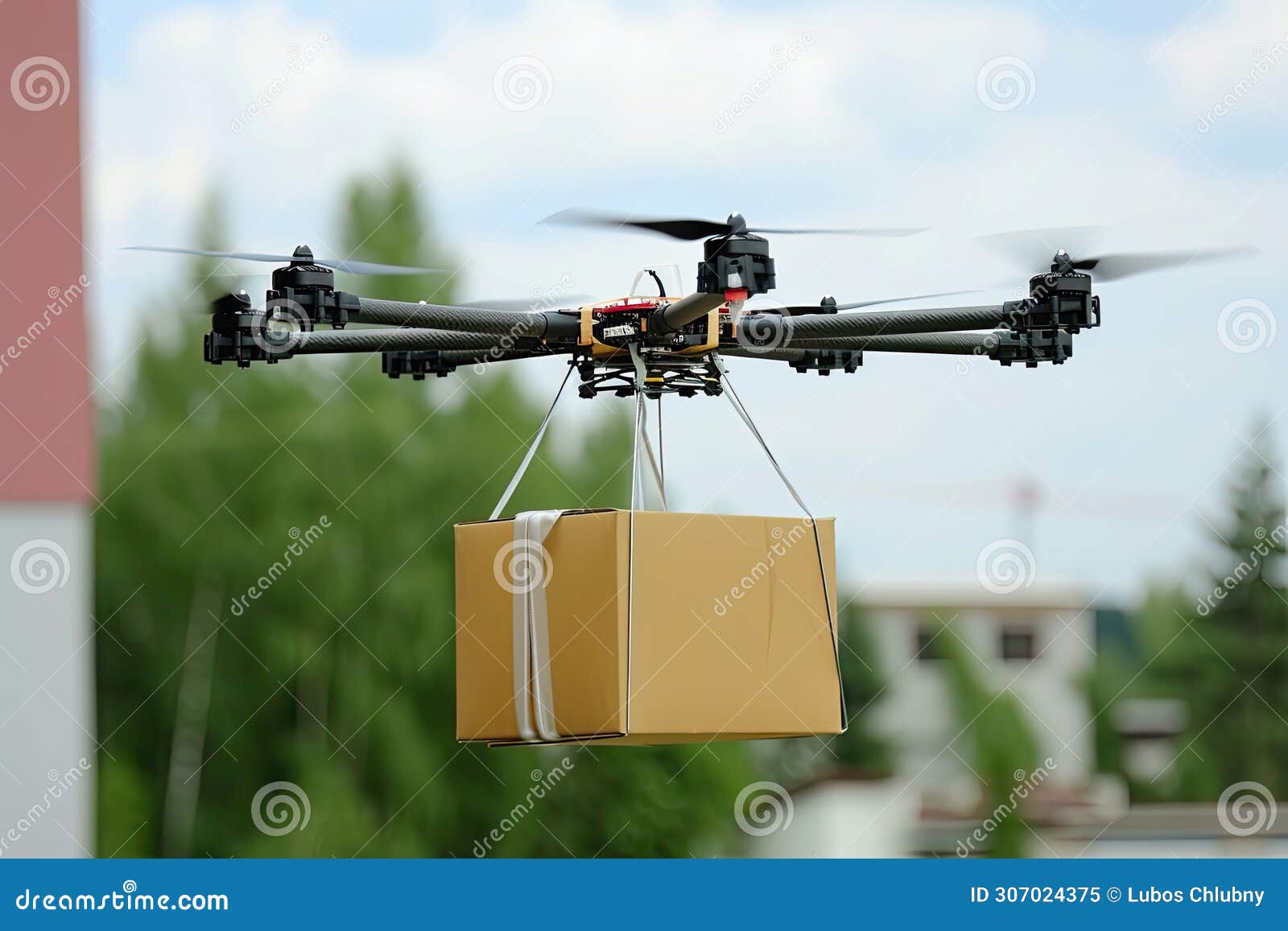 A Drone Carrying a Package Ready for Delivery Stock Illustration ...