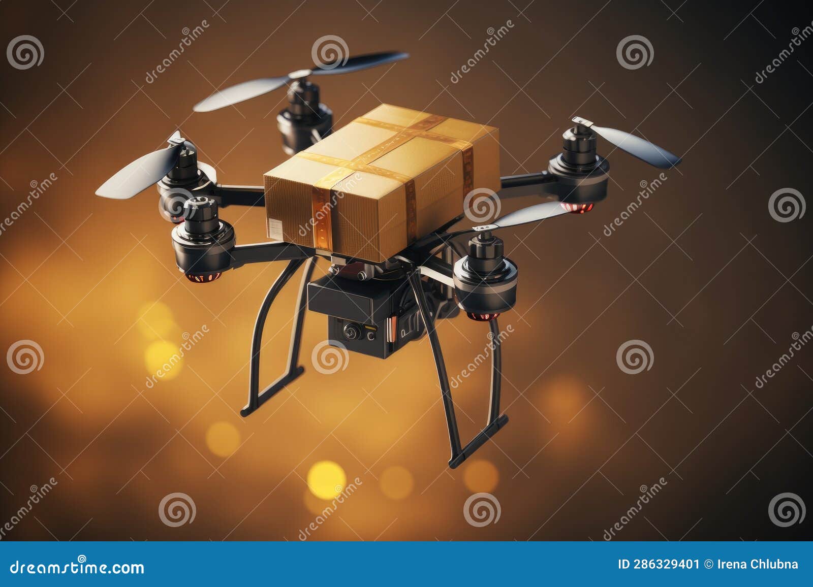 A Drone Carrying a Package Ready for Delivery Stock Illustration ...