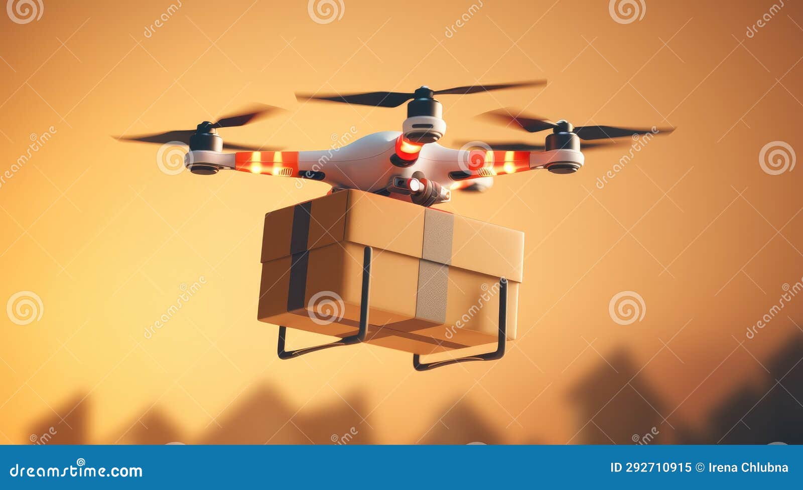 A Drone Carrying a Package Ready for Delivery Stock Illustration ...