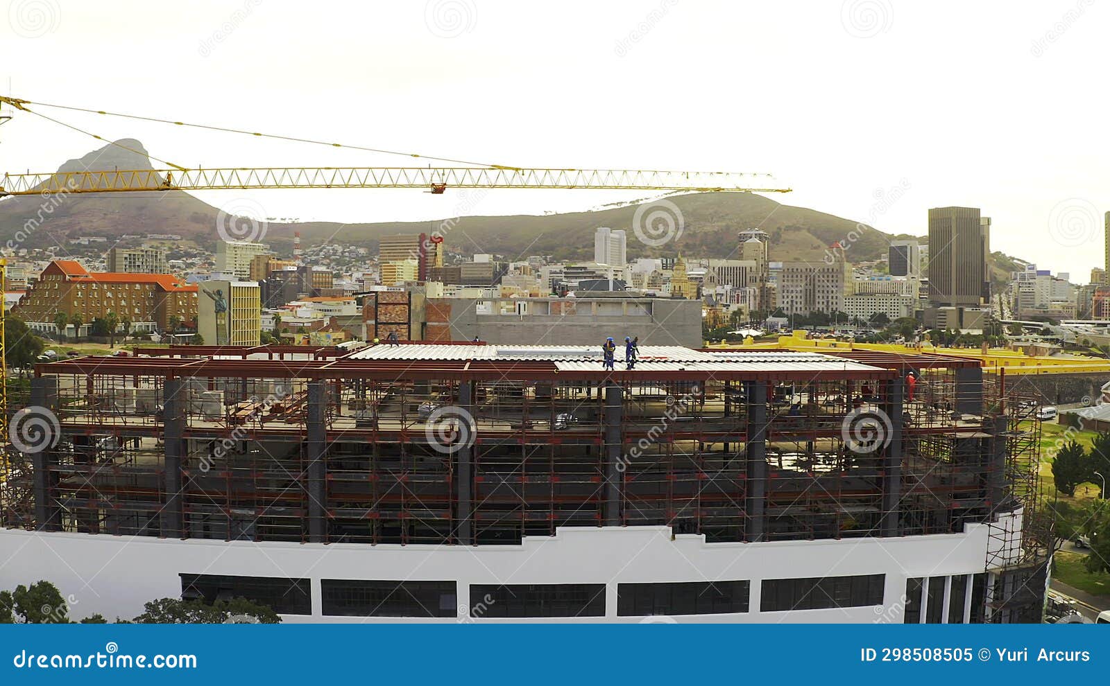 Drone, City and Construction Site with Development, Engineering and ...