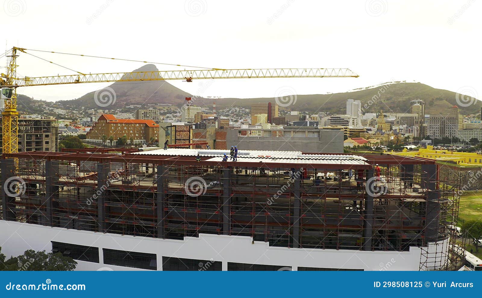 Drone, City and Construction Site with Development, Infrastructure and ...