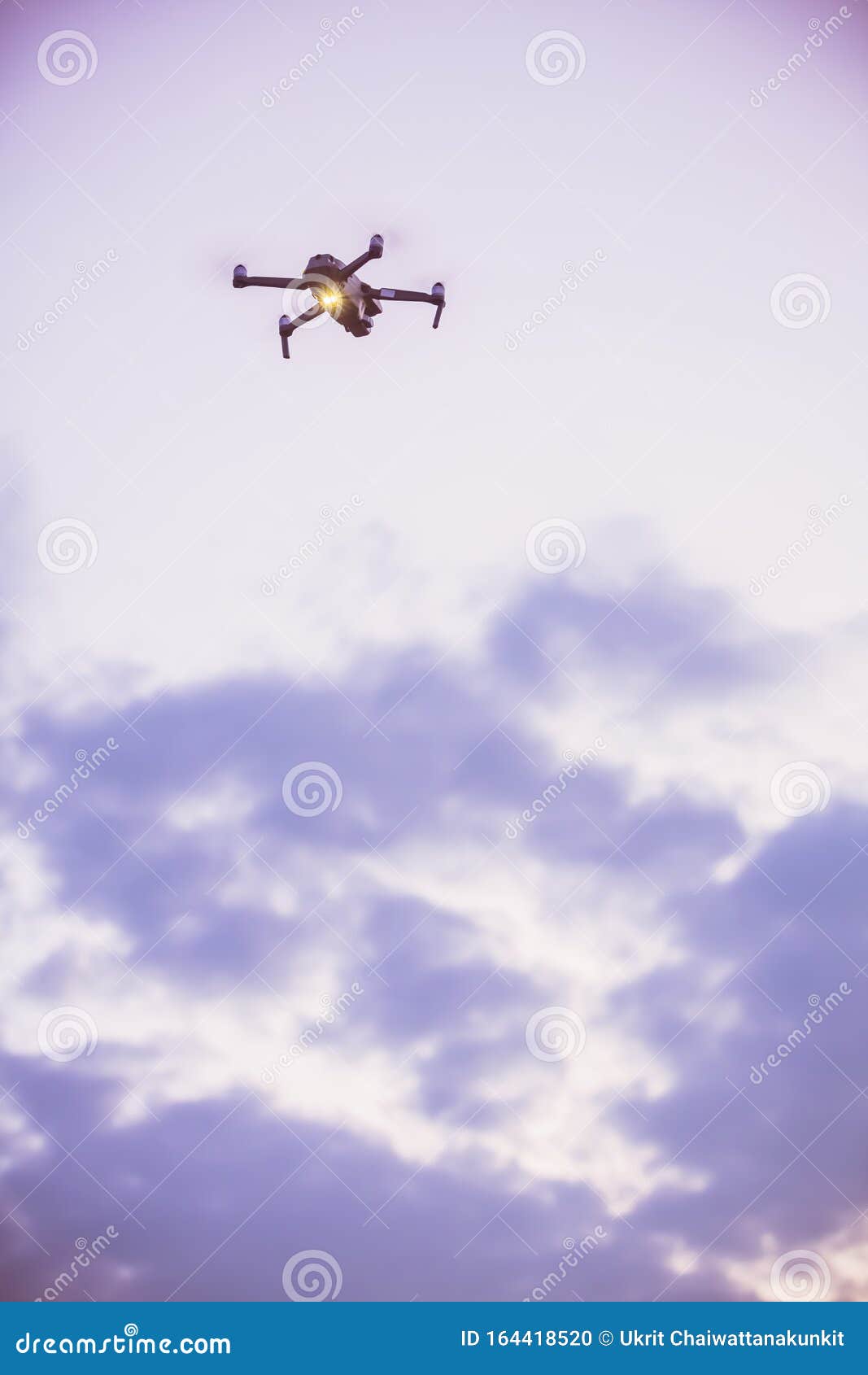Drone on Cloud Background. Drone Exploration on Sky Stock Photo - Image ...