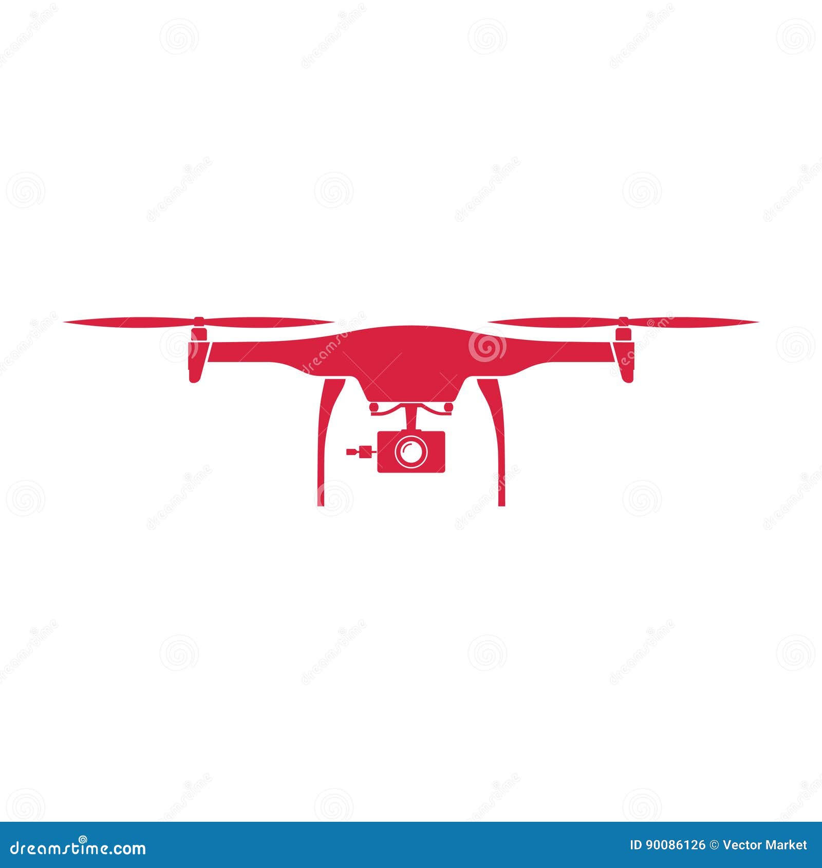 Drone. Color Red Flat Vector Design with Background Stock Vector ...