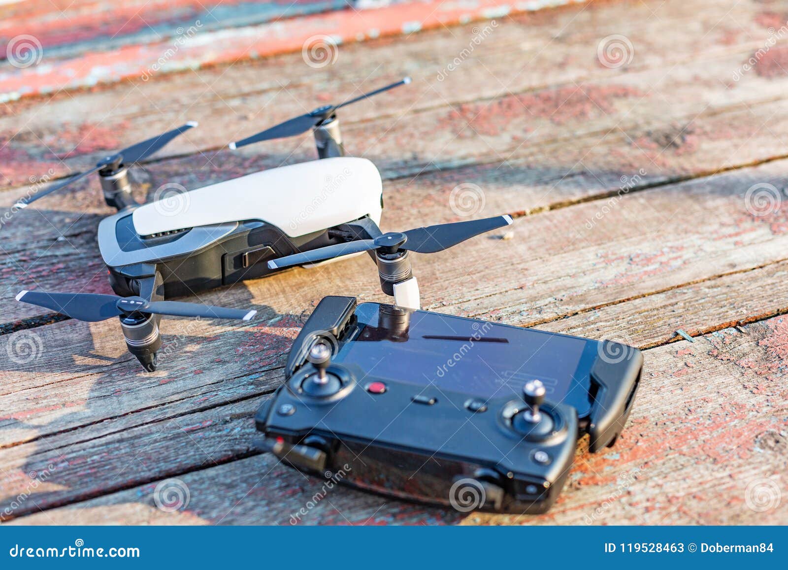 Drone and Control Panel on an Old Board Stock Image - Image of camera ...