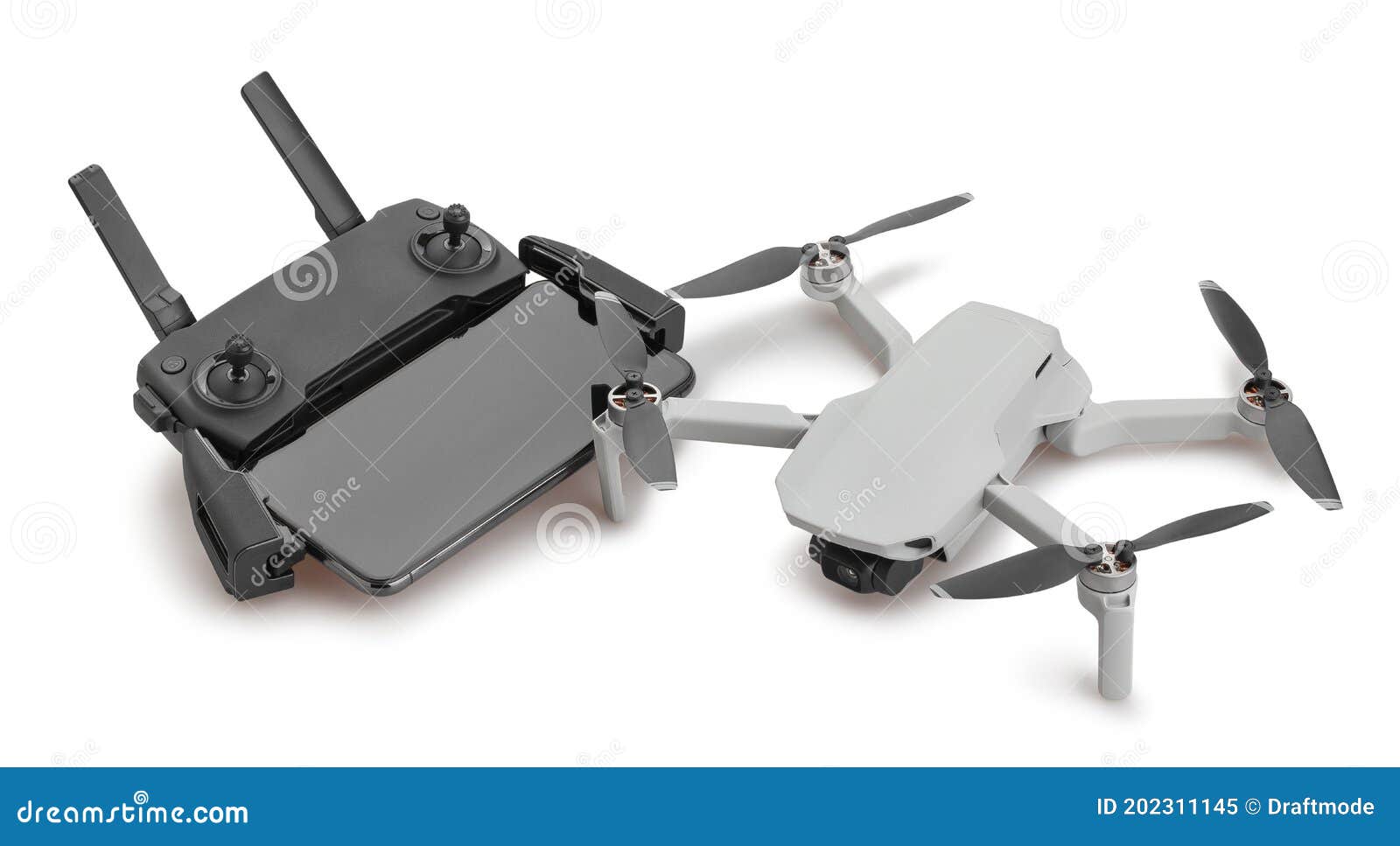 Drone and Controller with Smartphone Stock Image - Image of modern ...