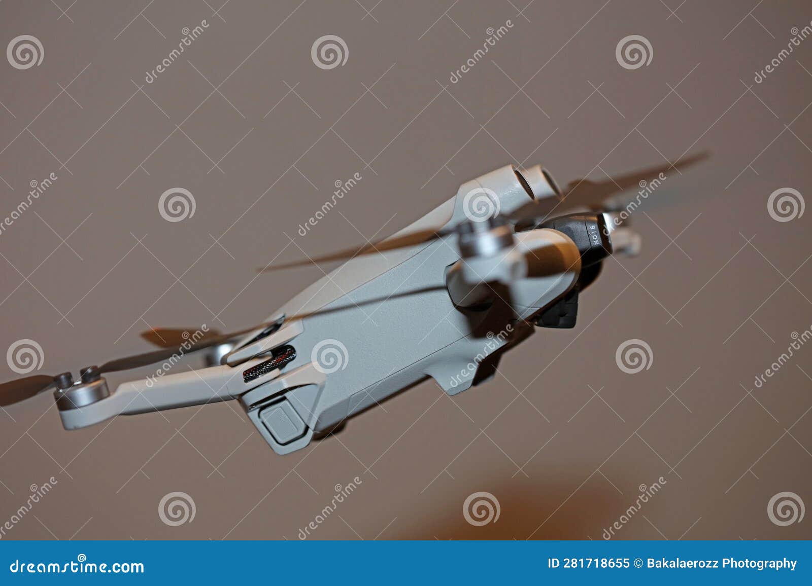 The Drone Copter Flying with Digital Camera Isolated on Empty Colorful ...