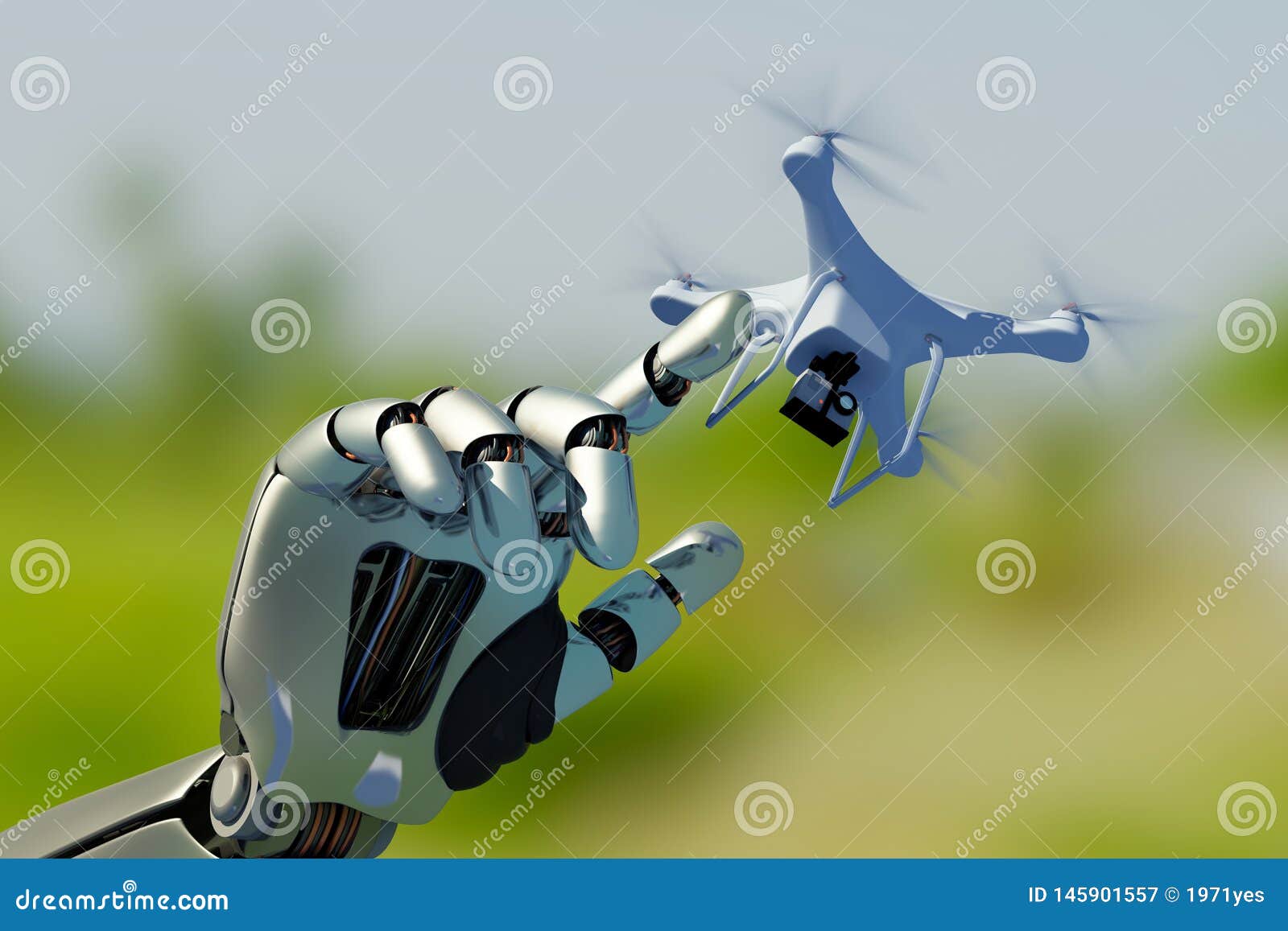 Drone and the Cyborg stock illustration. Illustration of control ...