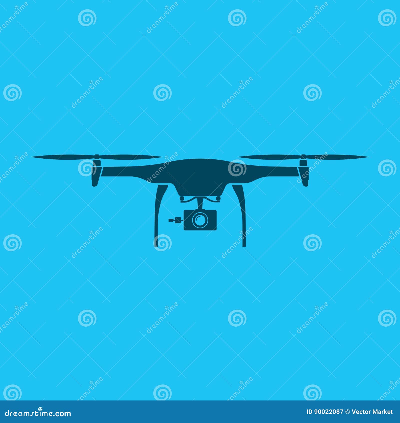 Drone. Dark Blue Flat Vector Design with Light Blue Background Stock ...