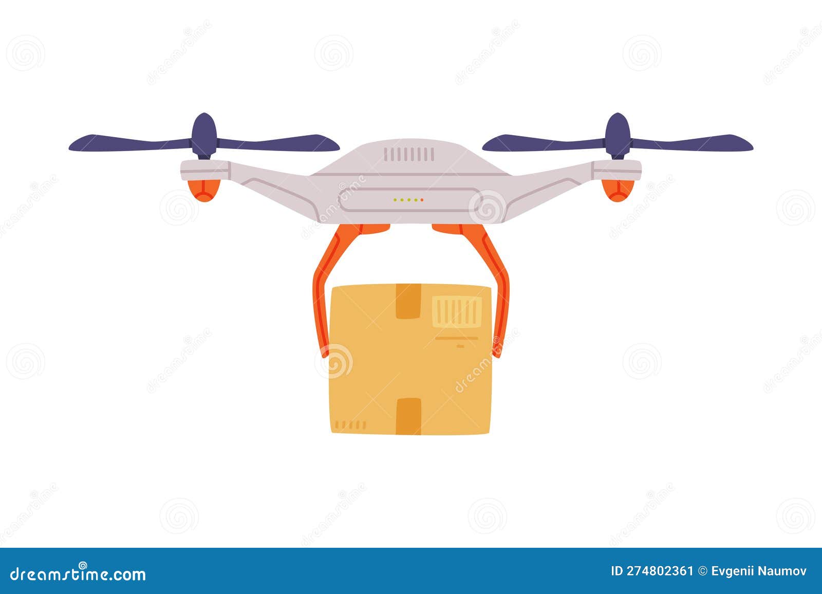 Drone Delivering Cardboard Parcel As Future Technology Device Vector ...