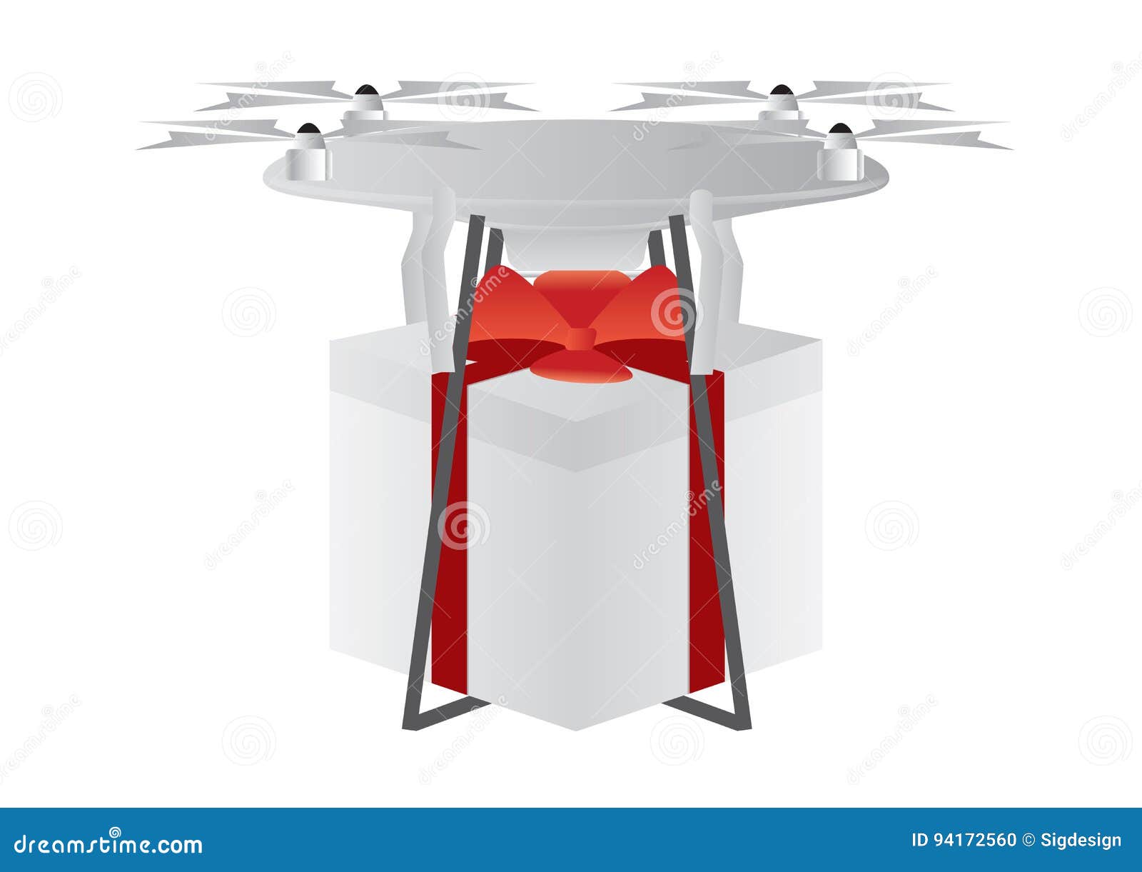 A Drone delivering a gift stock vector. Illustration of mail - 94172560