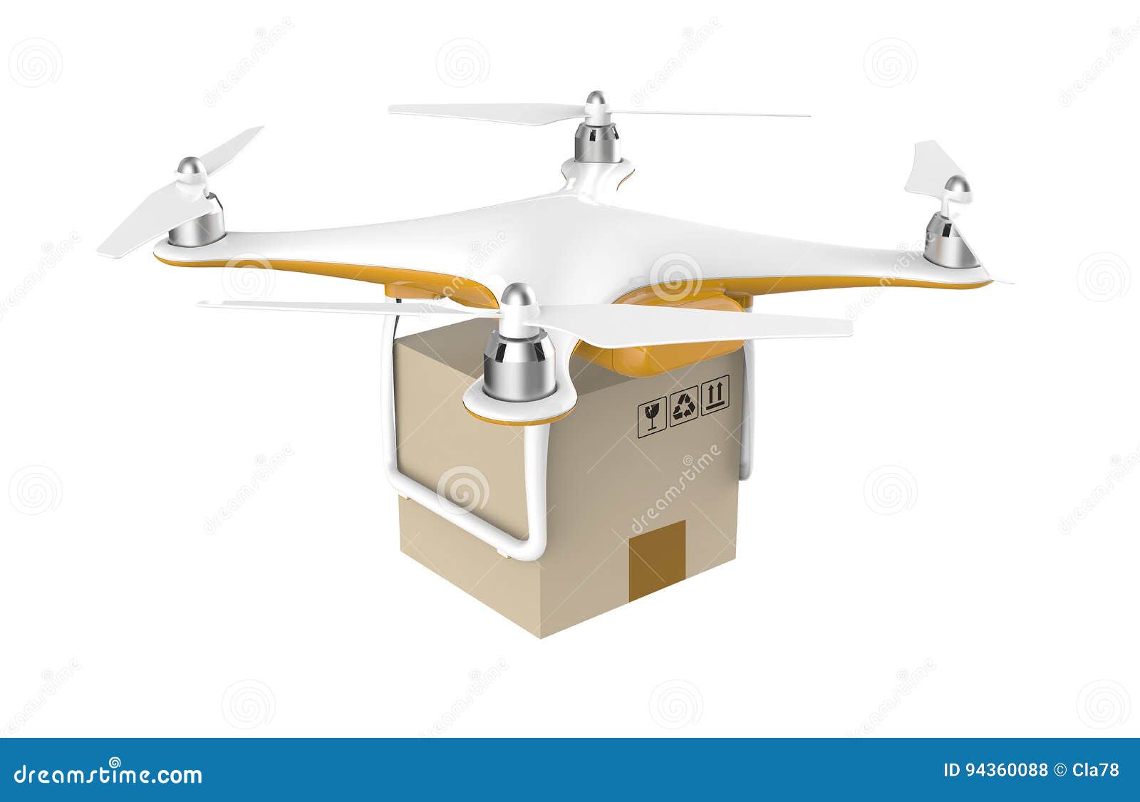 Drone with a Delivery Box Package Stock Illustration - Illustration of ...