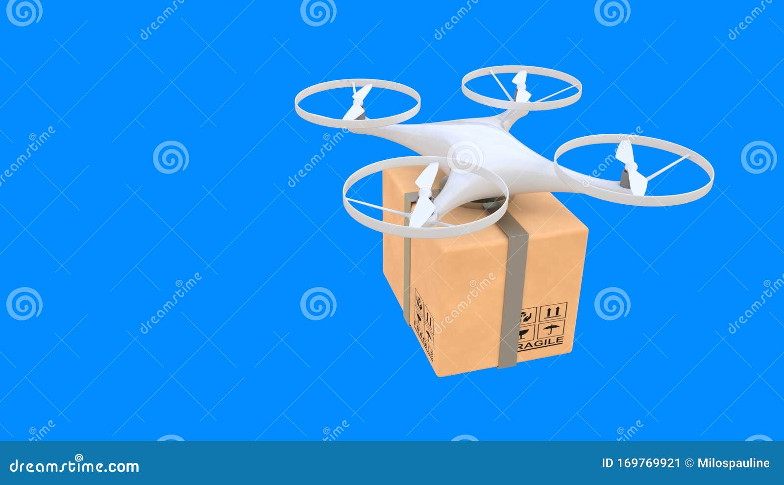 Drone Delivery, Drone Carrying Boxes, 3D-rendering Stock Illustration ...