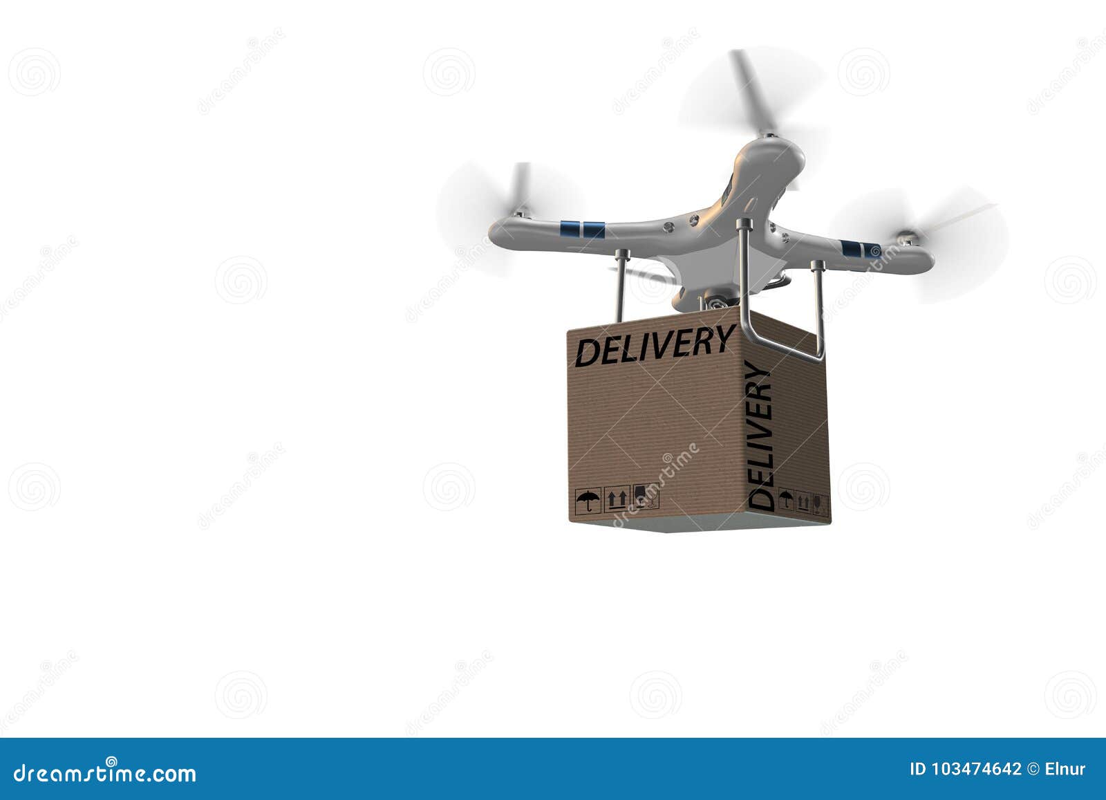 The Drone Delivery Concept with Box in Air - 3d Rendering Stock ...
