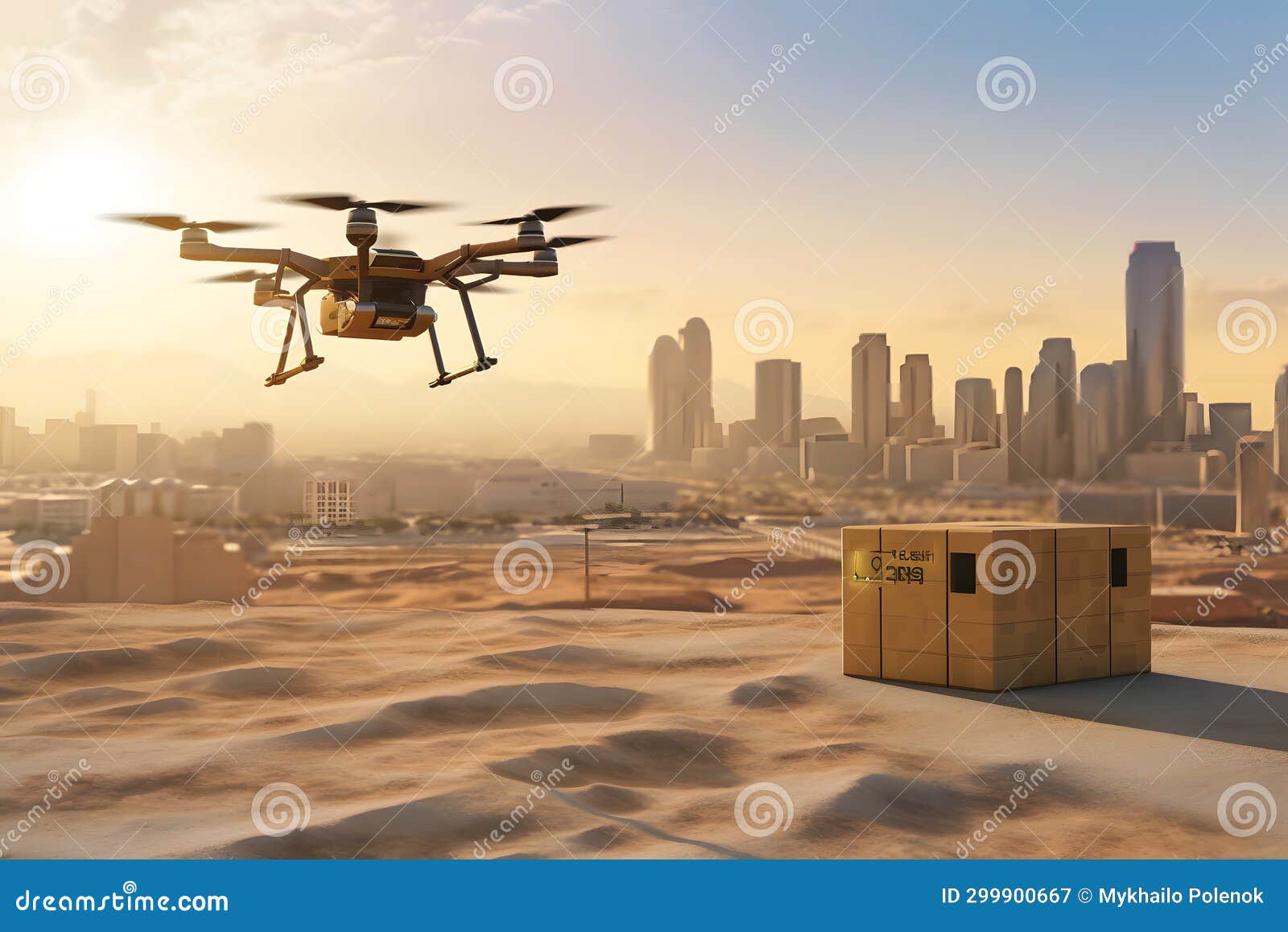Drone Delivery Service. Neural Network AI Generated Stock Illustration ...
