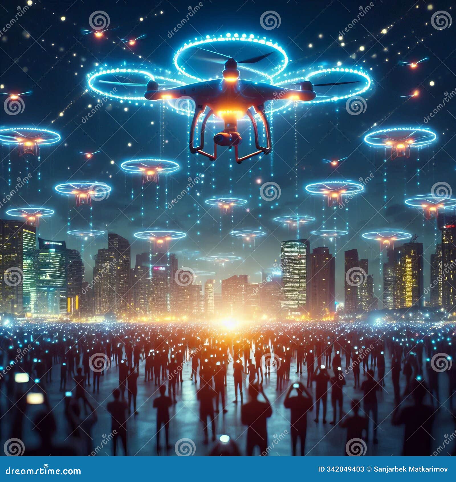 Drone Display Drones Form Intricate Patterns in the Sky Lighting Stock ...