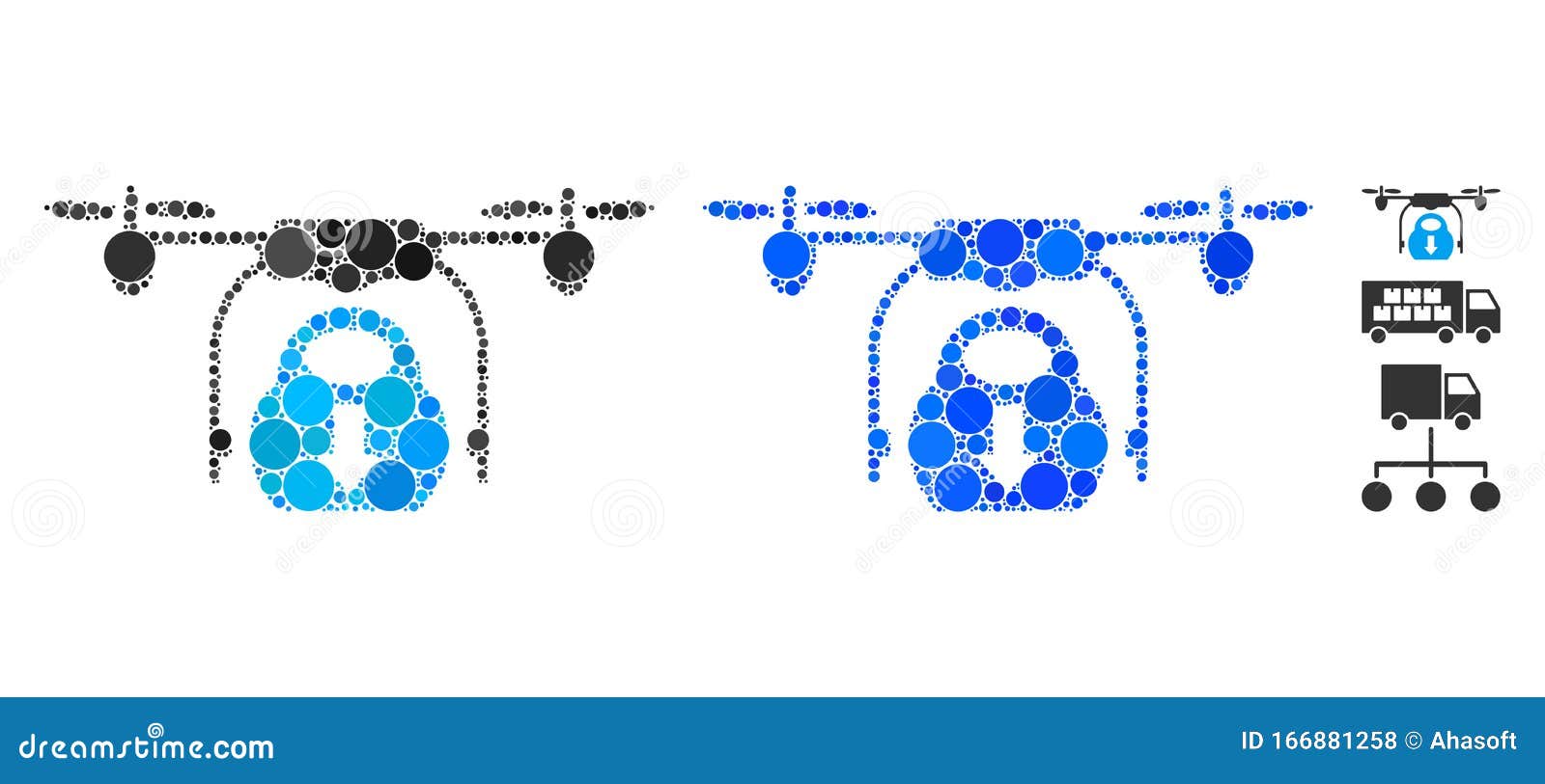Drone Drop Cargo Composition Icon of Round Dots Stock Vector ...