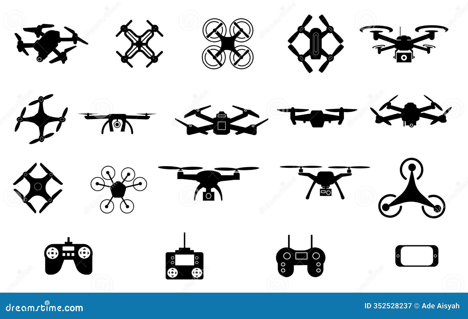 Drone Element Silhouette Icons Set Design Stock Illustration ...