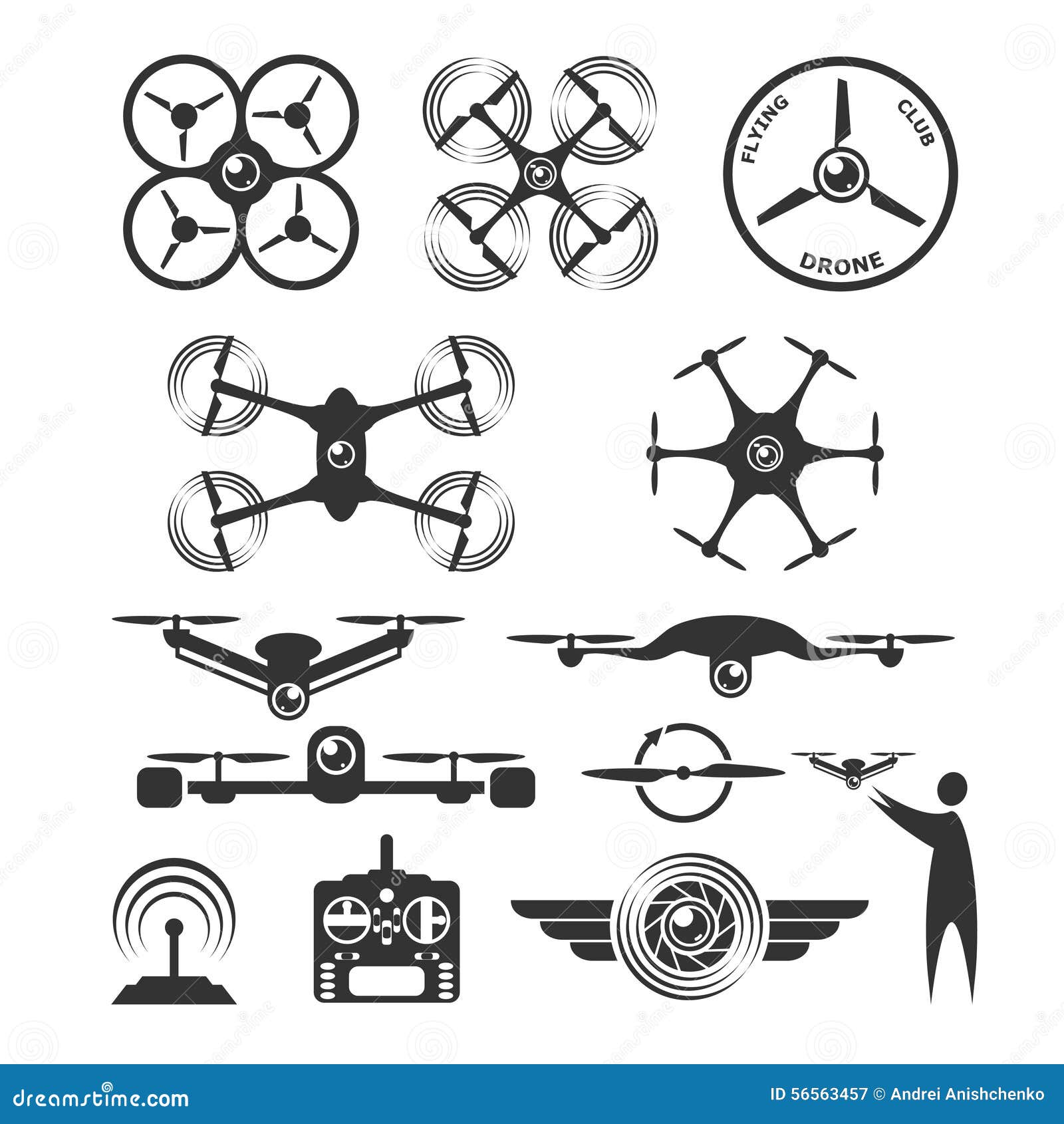Drone emblems and icons stock vector. Illustration of aircraft - 56563457