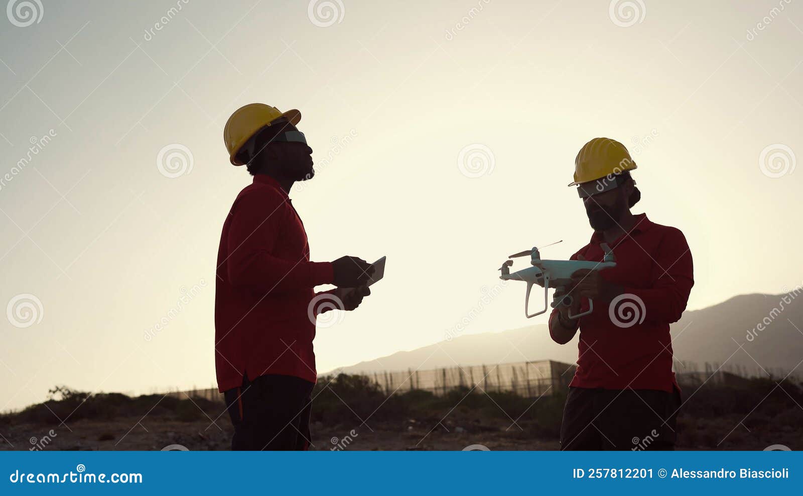 Drone Engineers Working on Construction Site Stock Video - Video of ...