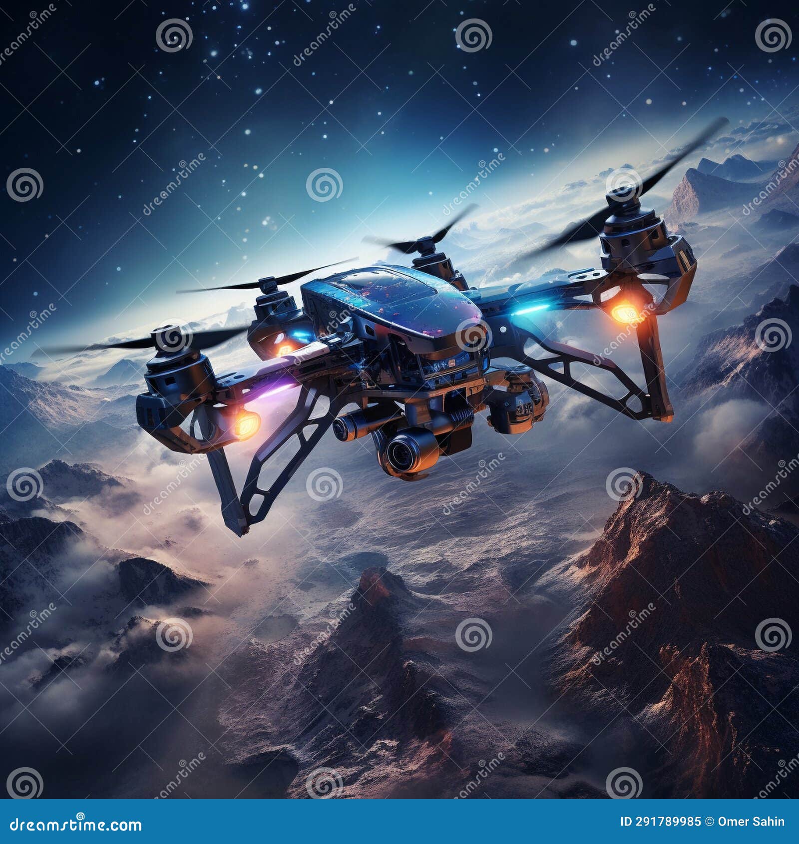 Drone Explorers in Outer Space Stock Image - Image of explorers, sense ...